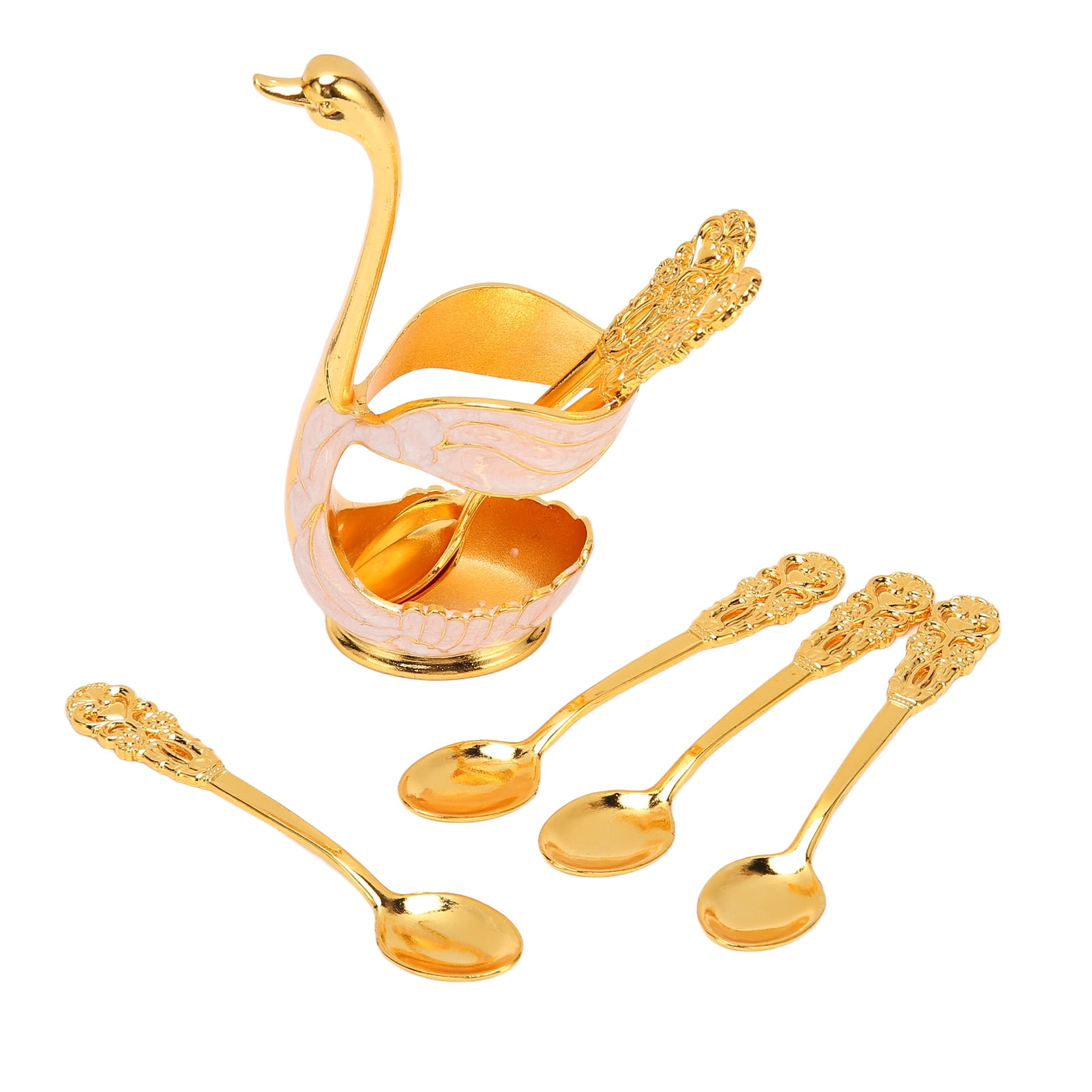 BOKYAN Elegant Swan Base Holder with 6Pcs Aluminum Coffee Spoon Set ...