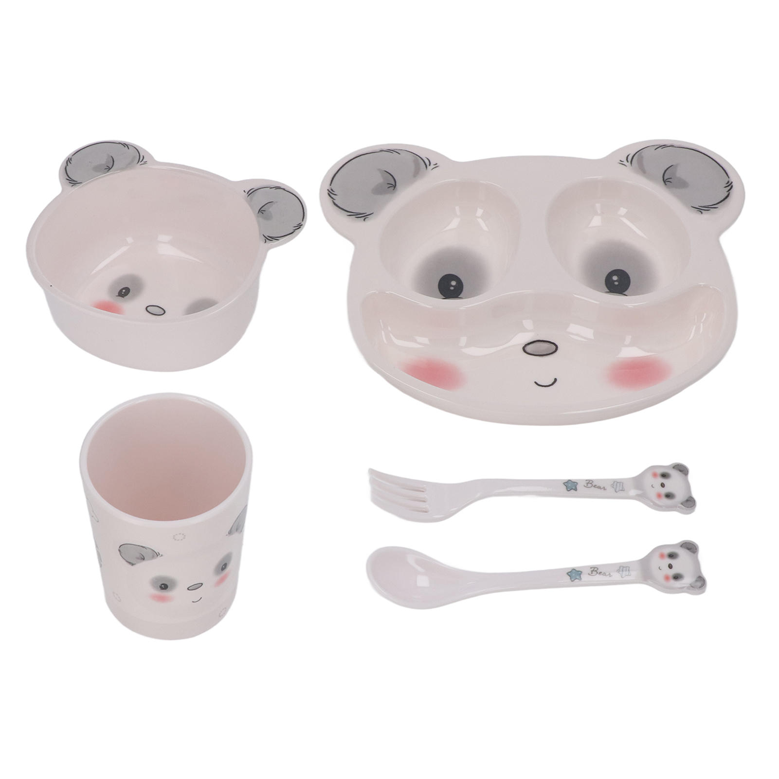 BOKYAN Panda Suction Plate Set with Bowl, Cup, Fork & Spoon – 2‑Zone ...