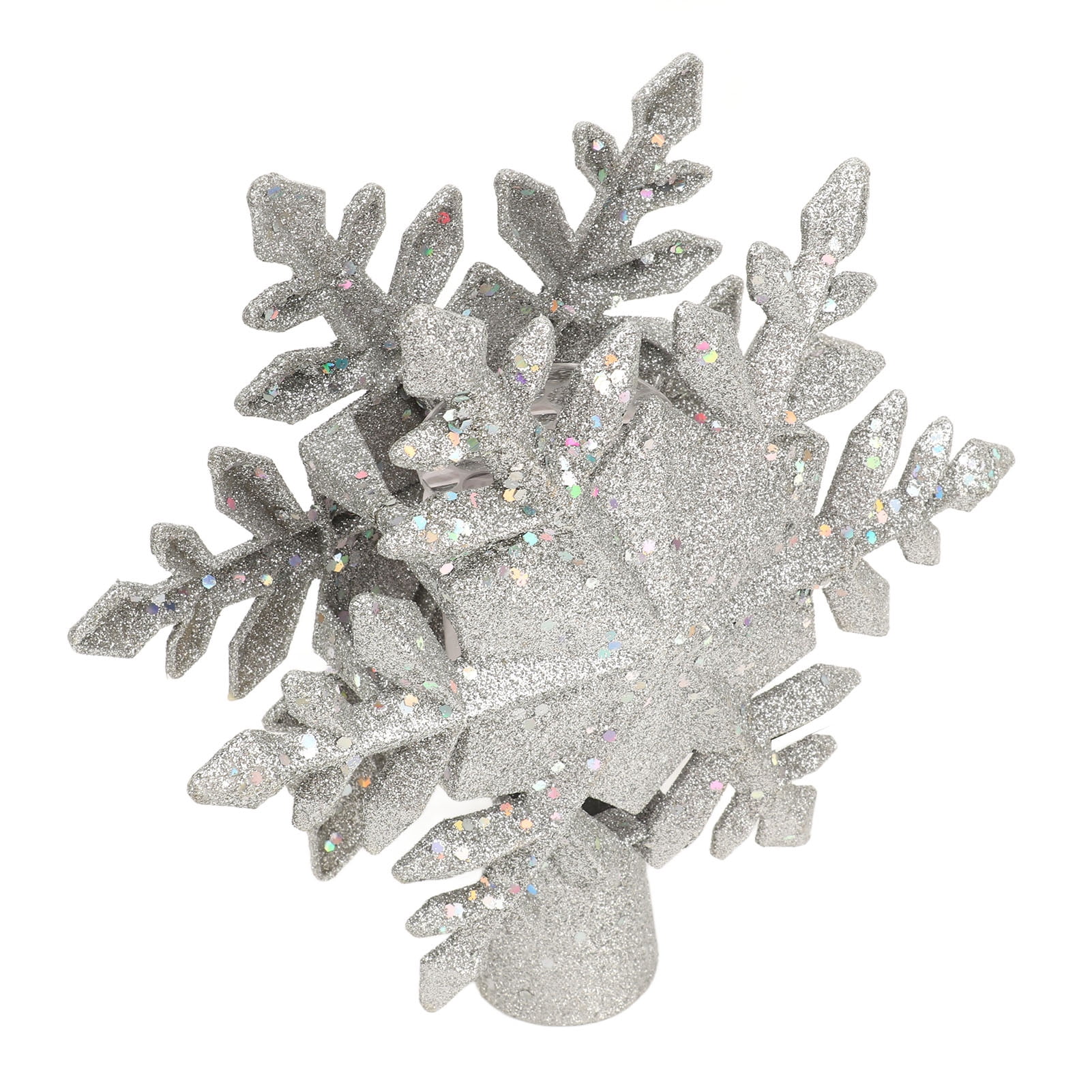 BOKYAN Silver Snowflake Christmas Tree Topper Lighted 3D Rotating LED ...