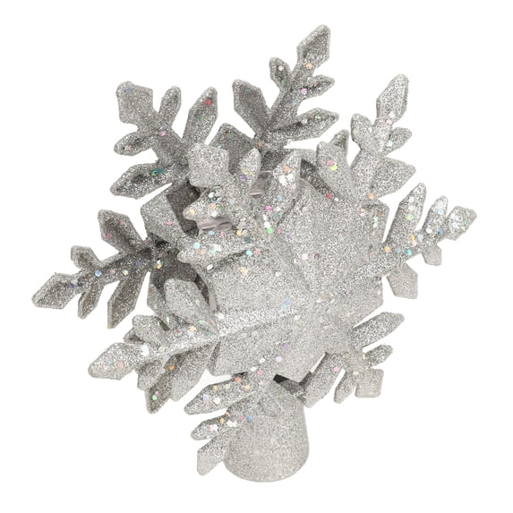 BOKYAN Silver Snowflake Christmas Tree Topper Lighted 3D Rotating LED ...