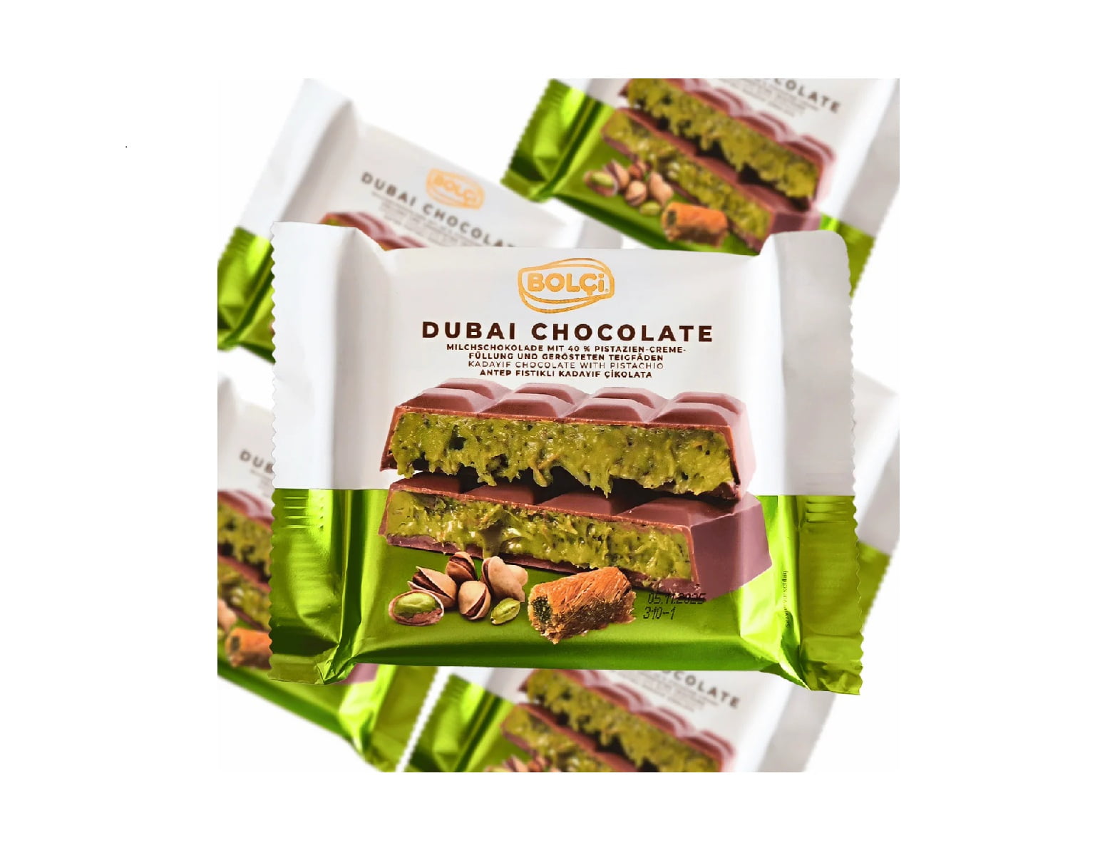 Bolci, Dubai Chocolate Bar, Pistachio 3.52oz, Kunafa Essence - Walmart.com