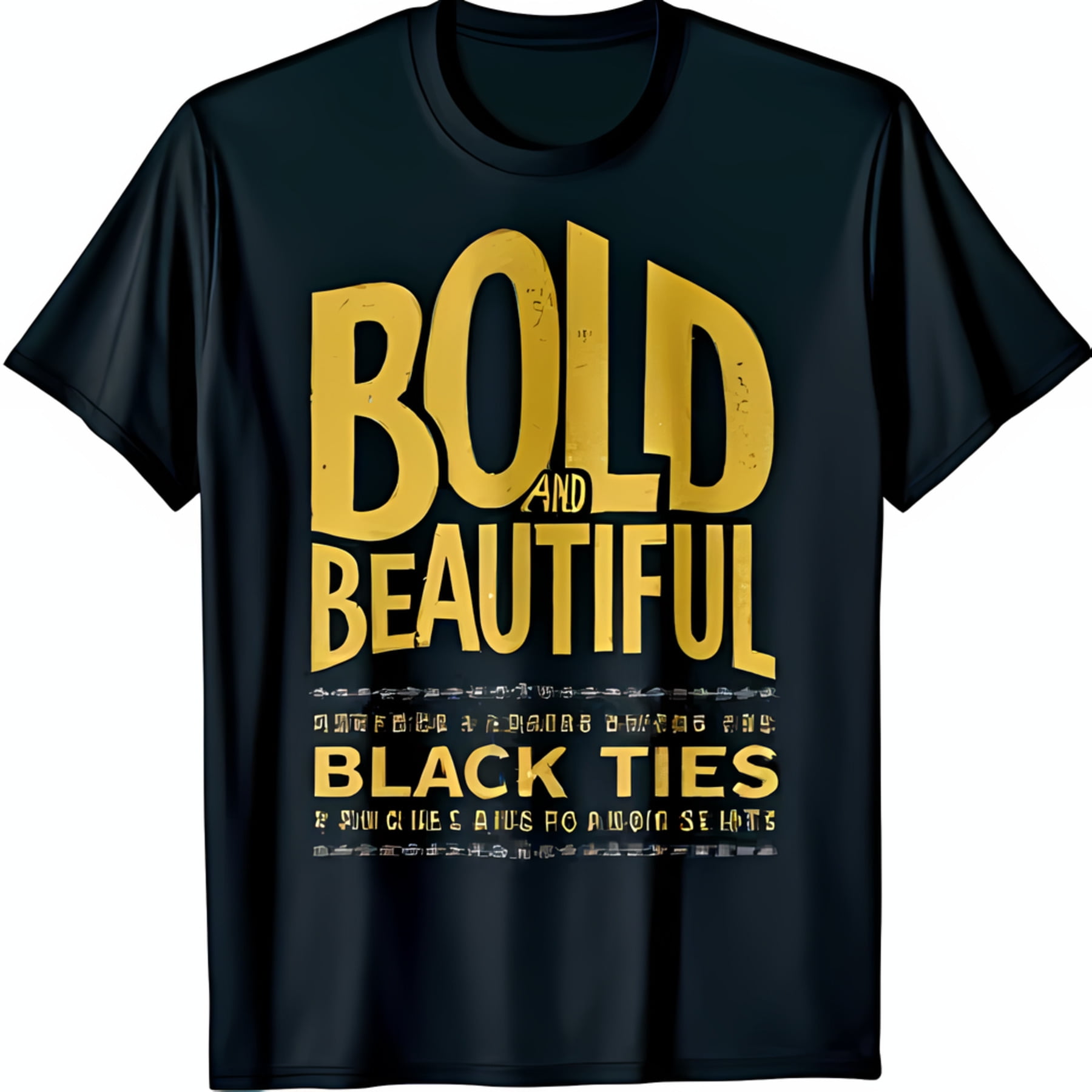 BOLD AND BEAUTIFUL Black T-Shirt with Glittery Gold Design Stylish ...