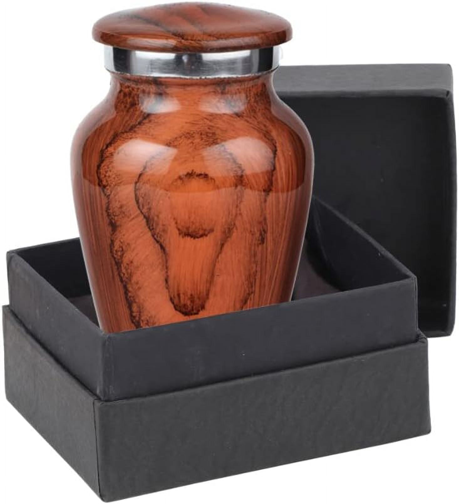 BOLD & DIVINE Wood Grain Small Keepsake Urn |for Human and Pet Ashes ...