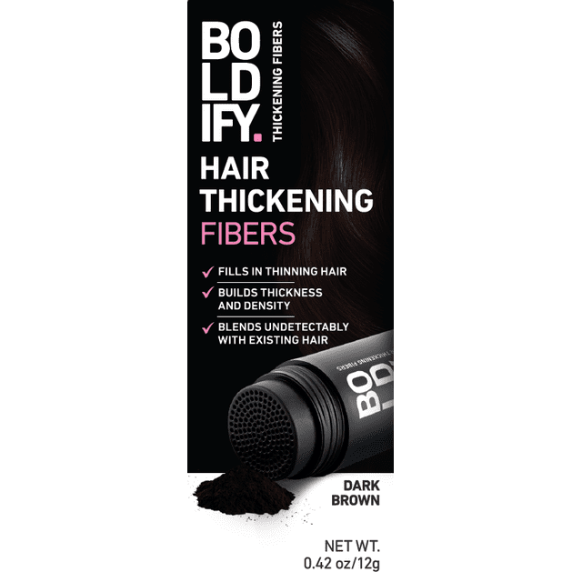 BOLDIFY Hair Thickening Fibers, Fill In Fine and Thinning Hair, Dark ...