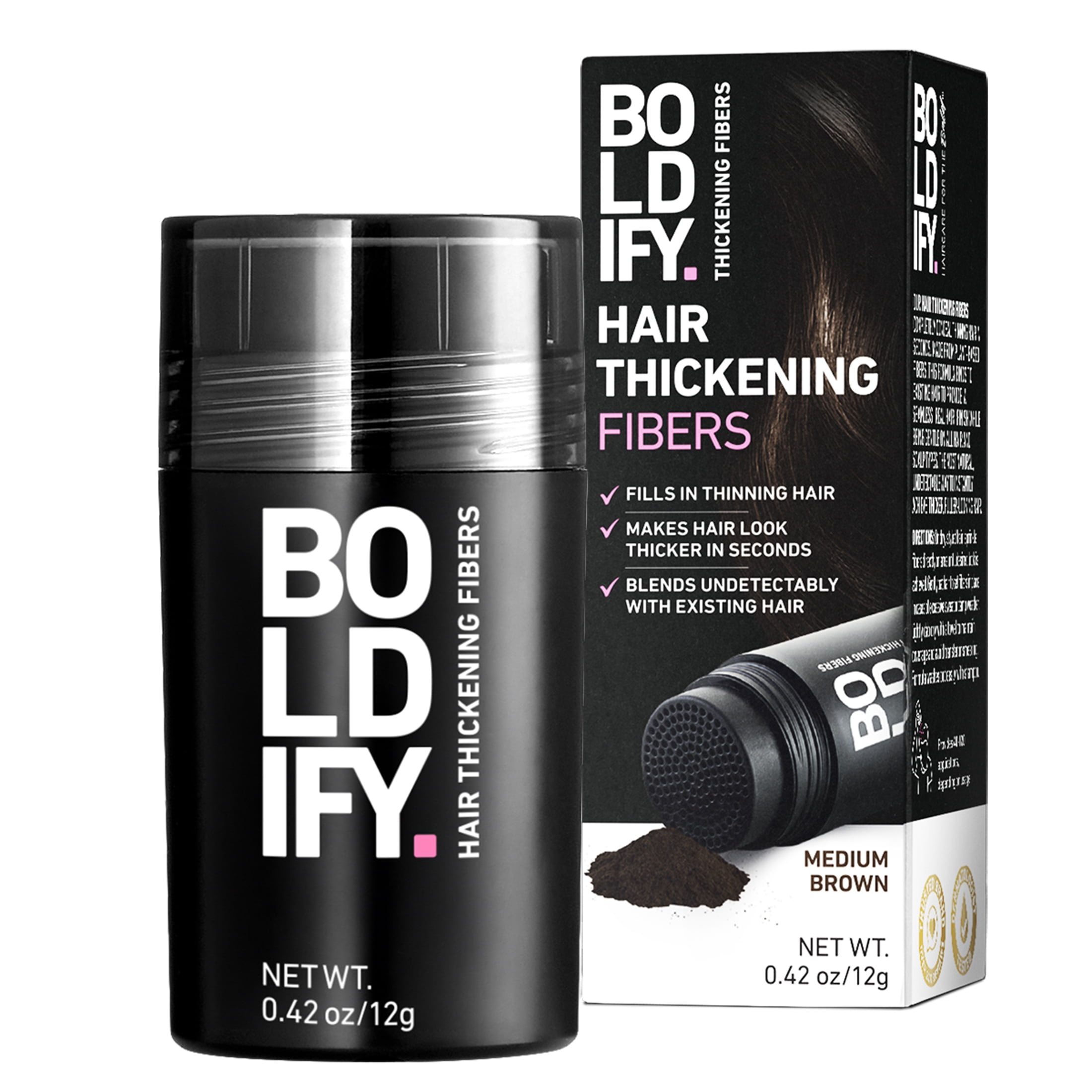 BOLDIFY Hair Thickening Fibers, Fill In Fine and Thinning Hair, Medium ...