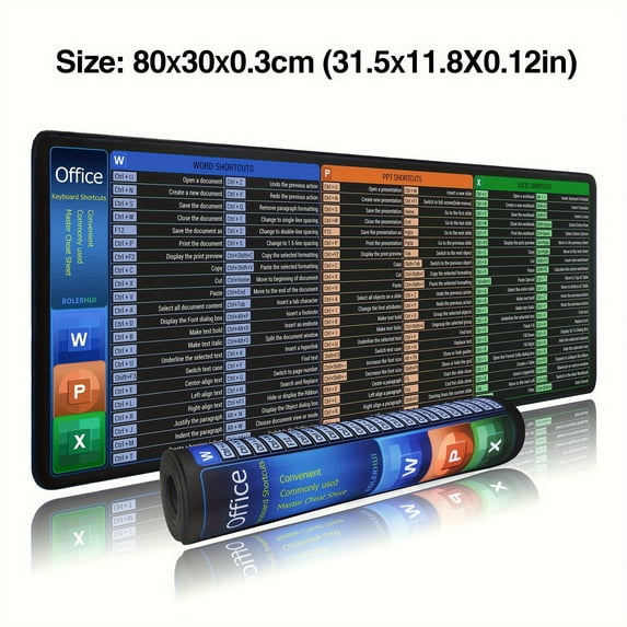 BOLERHUI Office Shortcuts Mouse Pad, Extended Large XXL Excel/Word/PPT ...