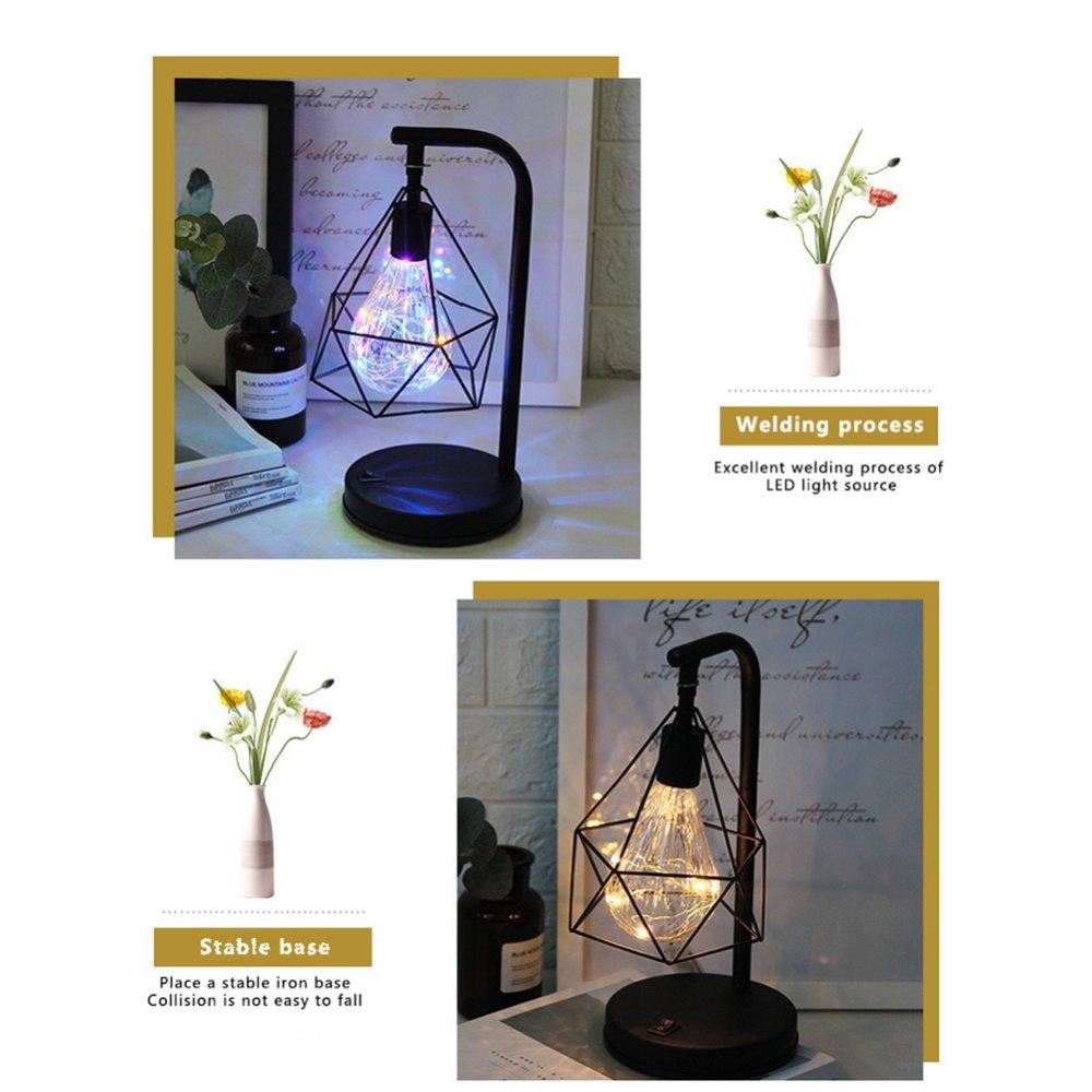 BOLLSLEY Industrial Bedside Lamp, Small Nightstand Lamp Vintage Metal Cage Steampunk Table Lamp ...