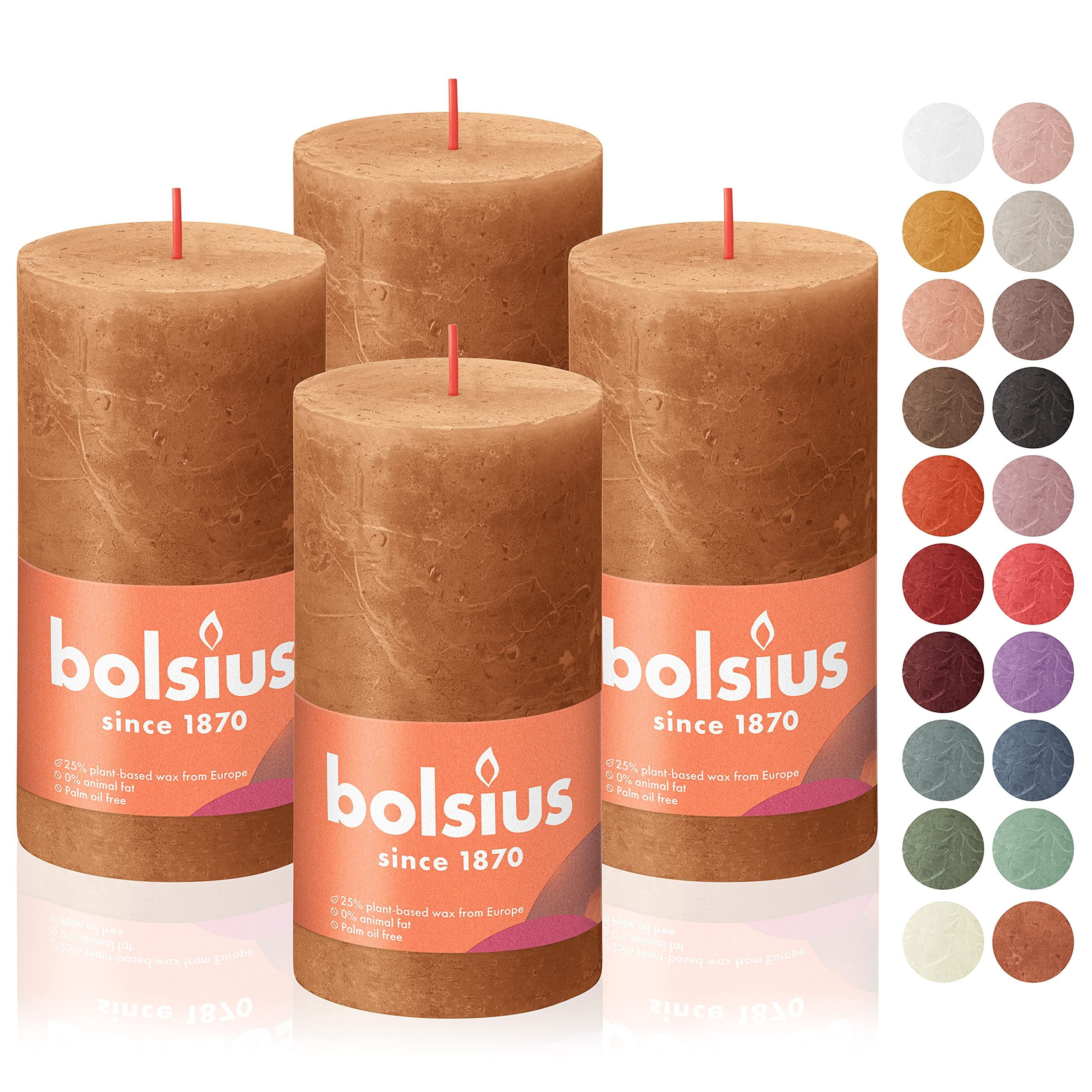 BOLSIUS 4 Pack Spice Brown Rustic Pillar Candles - 2.75 X 5 Inches - Premium European Quality ...