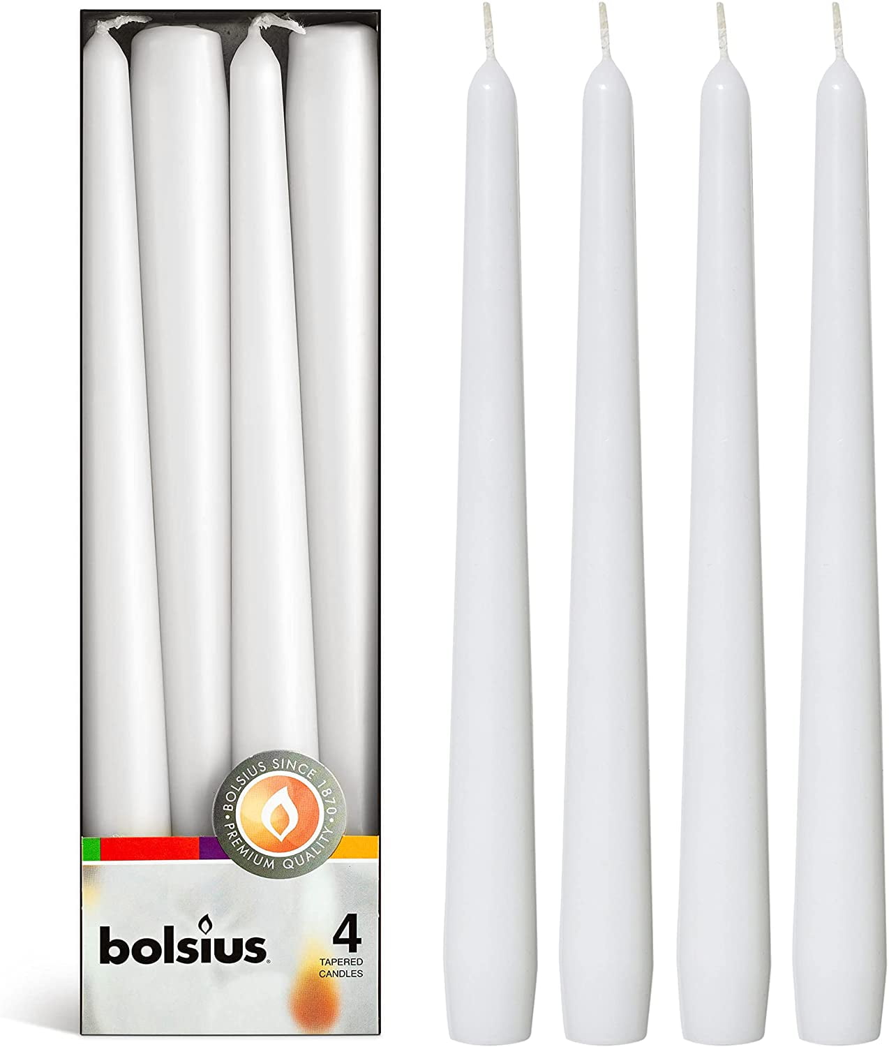 BOLSIUS 4-Pack 10 Inch White Taper Candles - Unscented, Premium Quality ...
