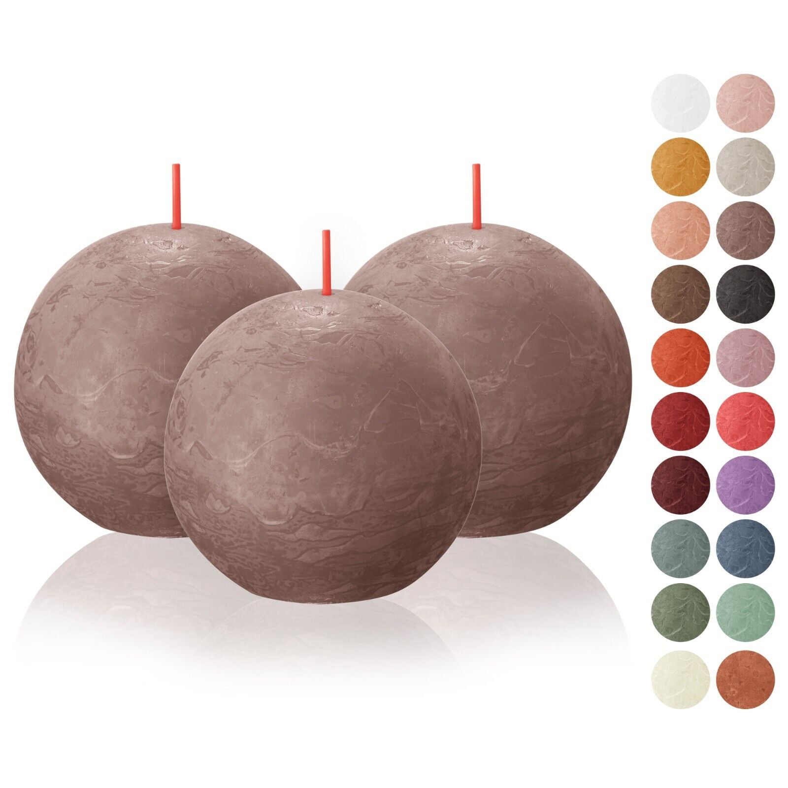 BOLSIUS Rustic Taupe Ball Candles 3 x 3 Inch Set of 3 - Wedding ...