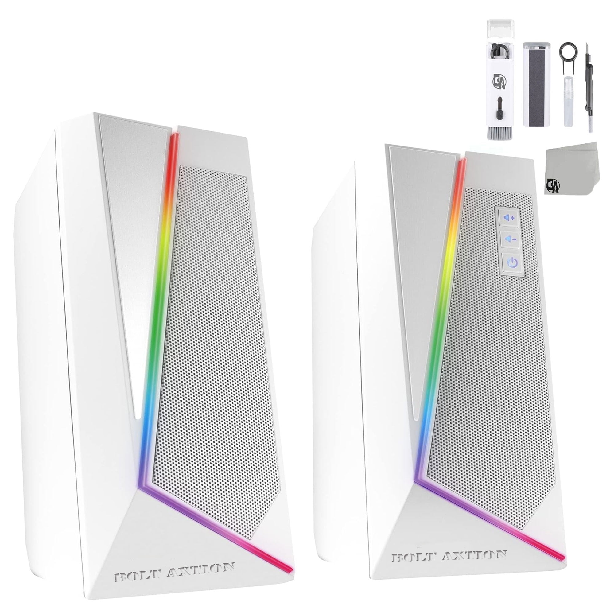 BOLT AXTION 3.5mm Stereo Surround Music RGB Speakers White Sound Bar ...