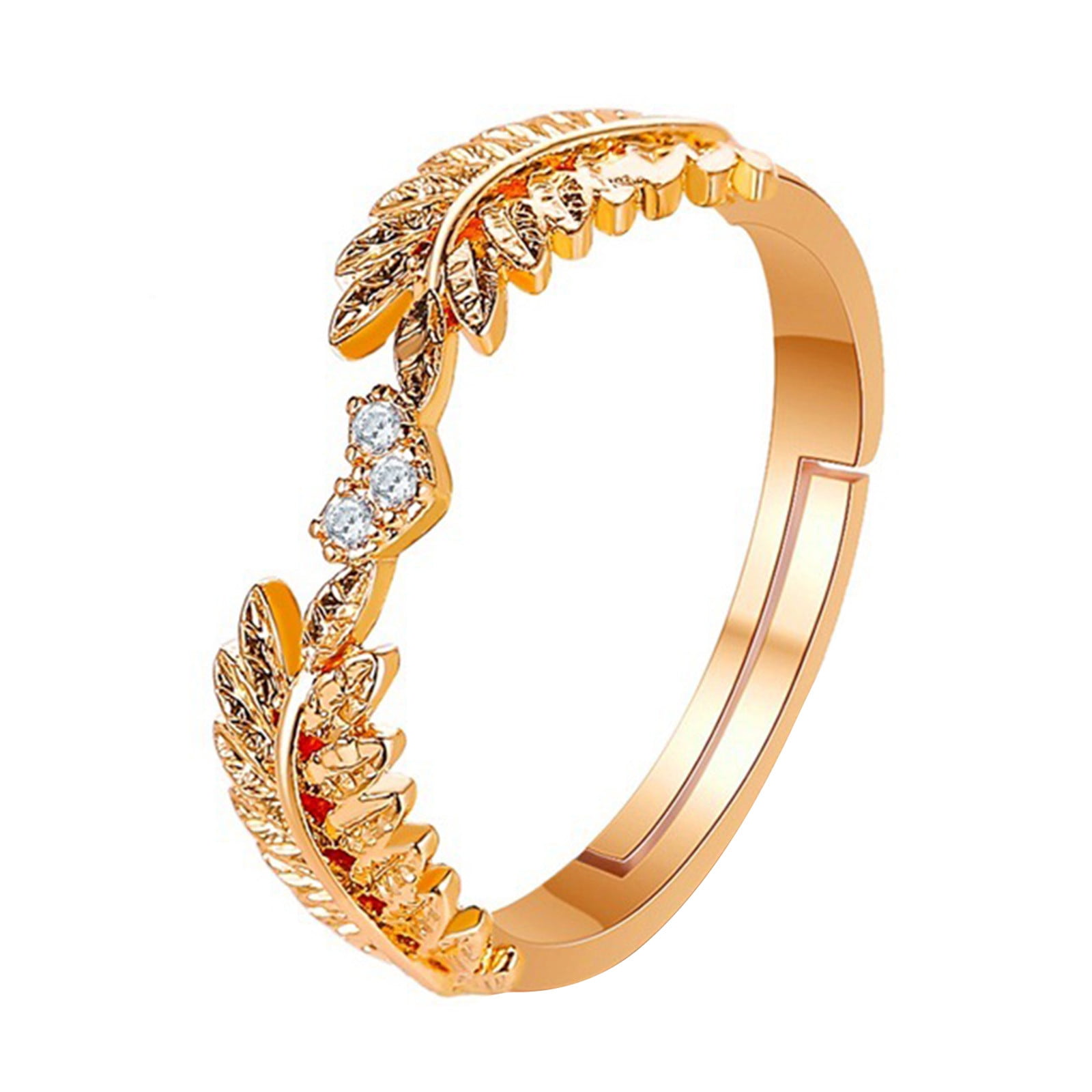 BOLUOYI 4th of july indoor Sweet Open Leaf Ring Female Branch Ring Ring Tail Ring Small Fresh ...