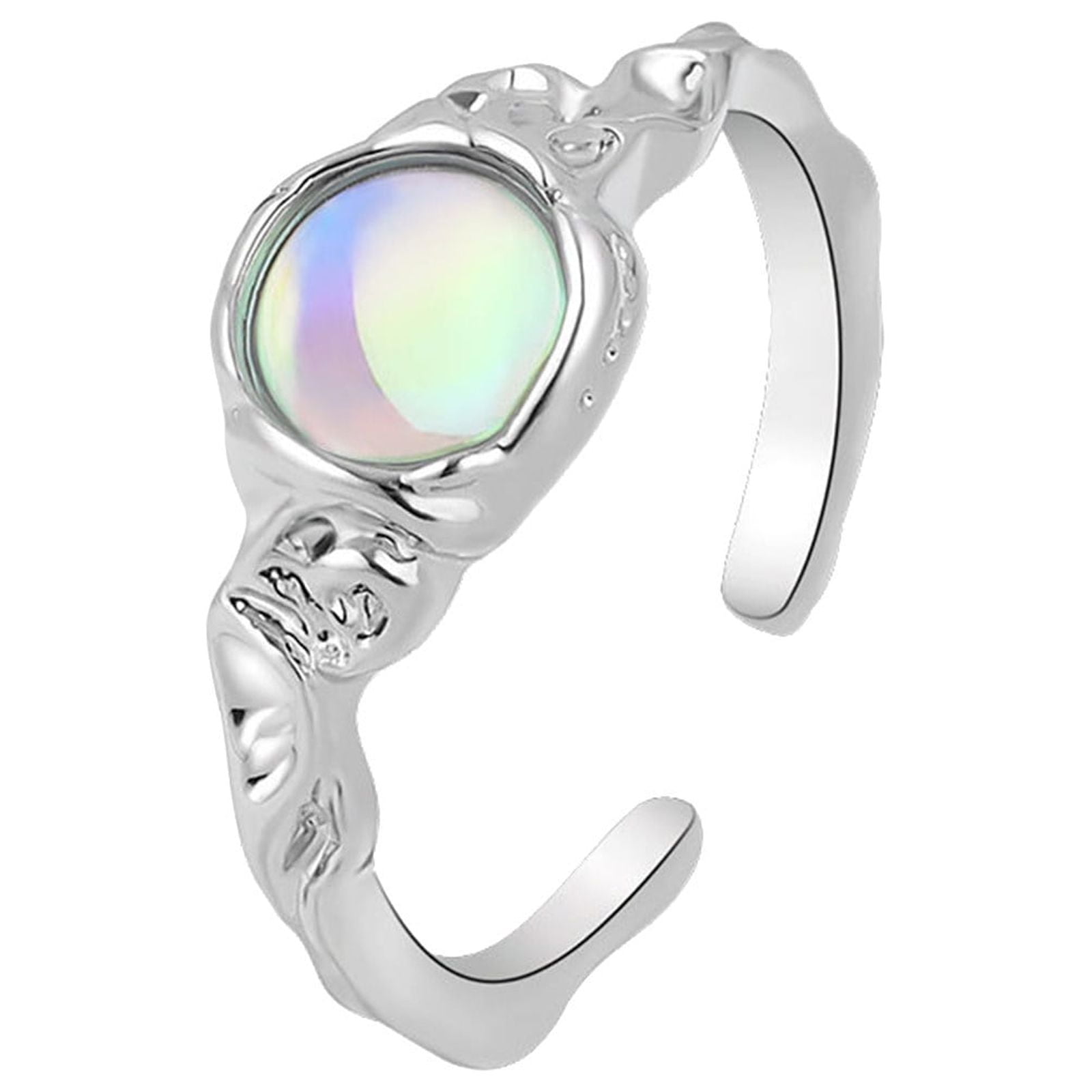 BOLUOYI Knot Ring Sterling Silver Moon Ring Adjustable Rainbow Moon ...