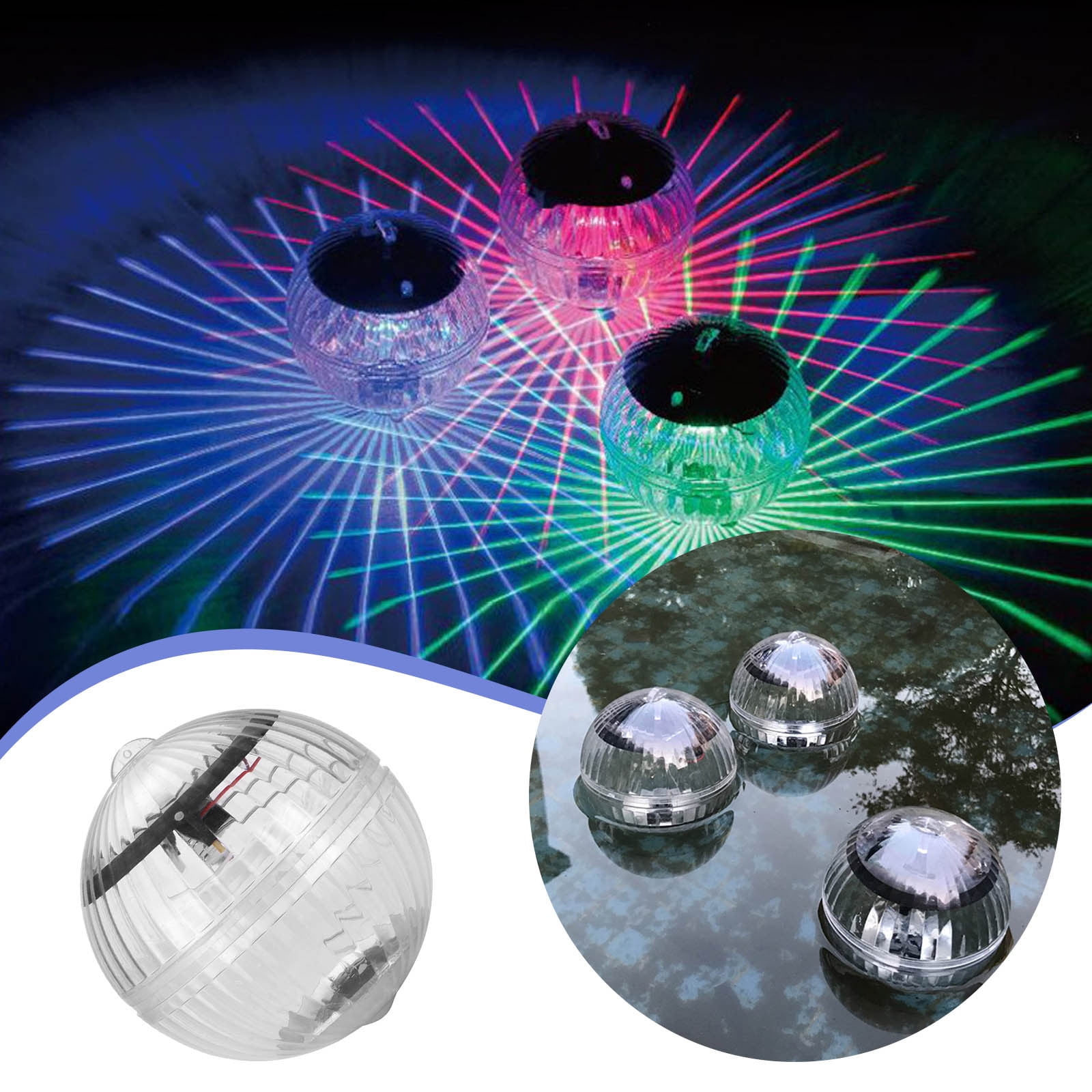 BOLUOYI Solar Floating Pool Lights Pool Lights With RGB Color Changing ...