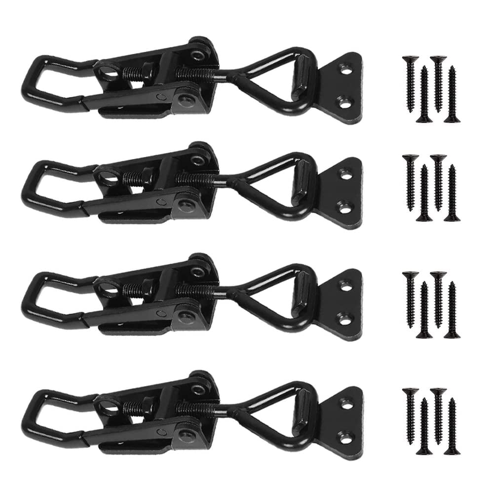 BOLWHAO 4Pack Toggle Clamp Latch, Heavy Duty, Black, Adjustable Latch ...