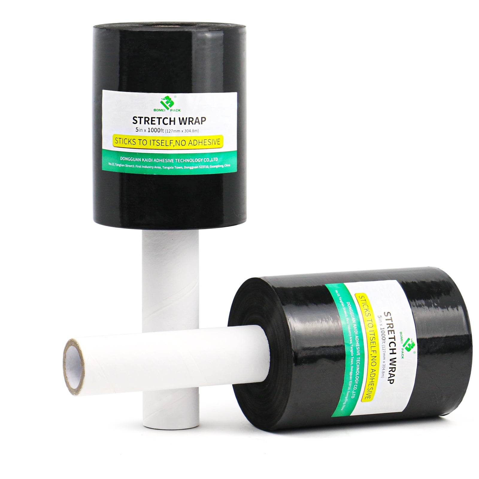 BOMEI PACK 2 Pack Industrial Black Mini Stretch Wrap, 5inch 1000Ft ...