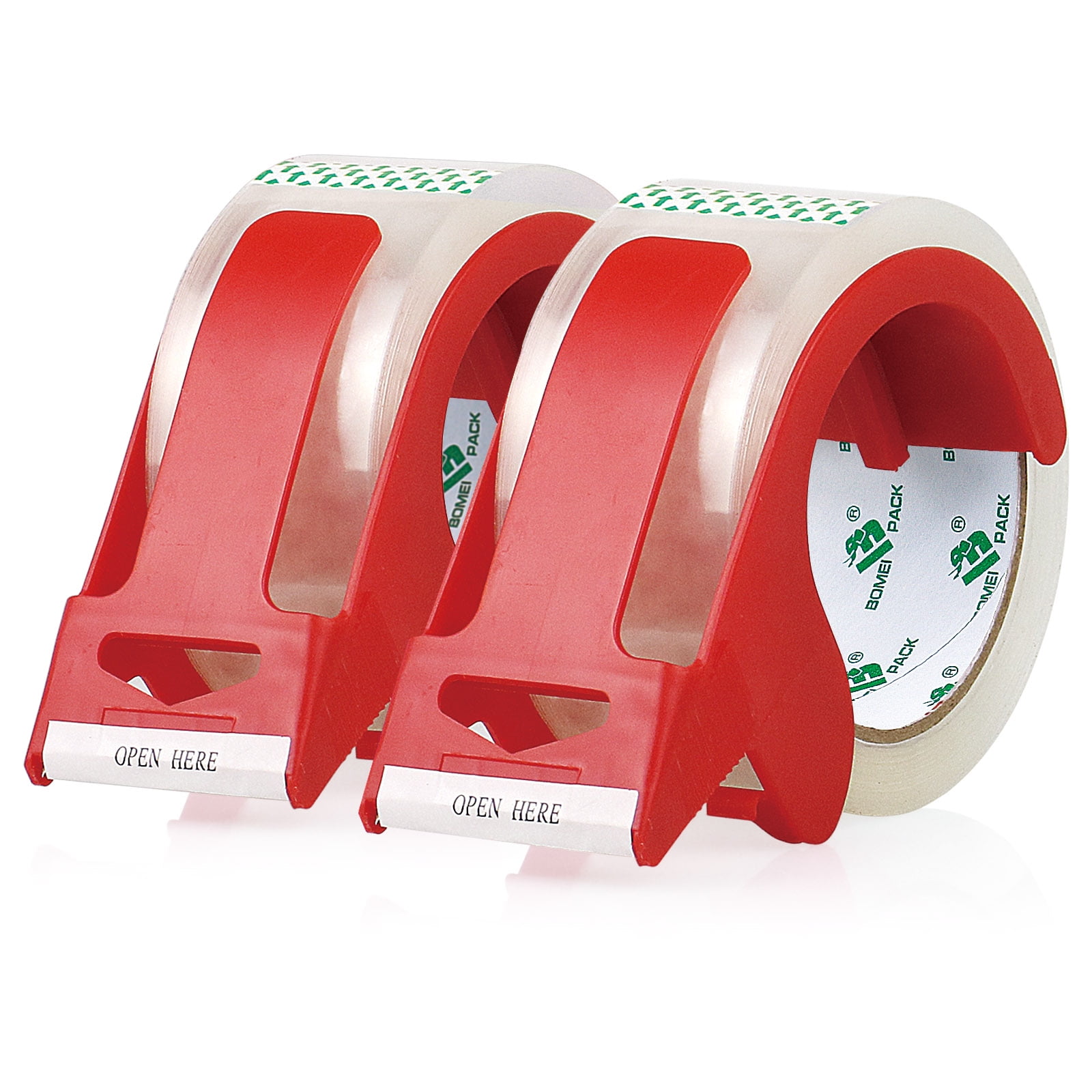 BOMEI PACK 2 Pack No Noise Packing Tape with 2 Free Dispensers,1.88in x ...