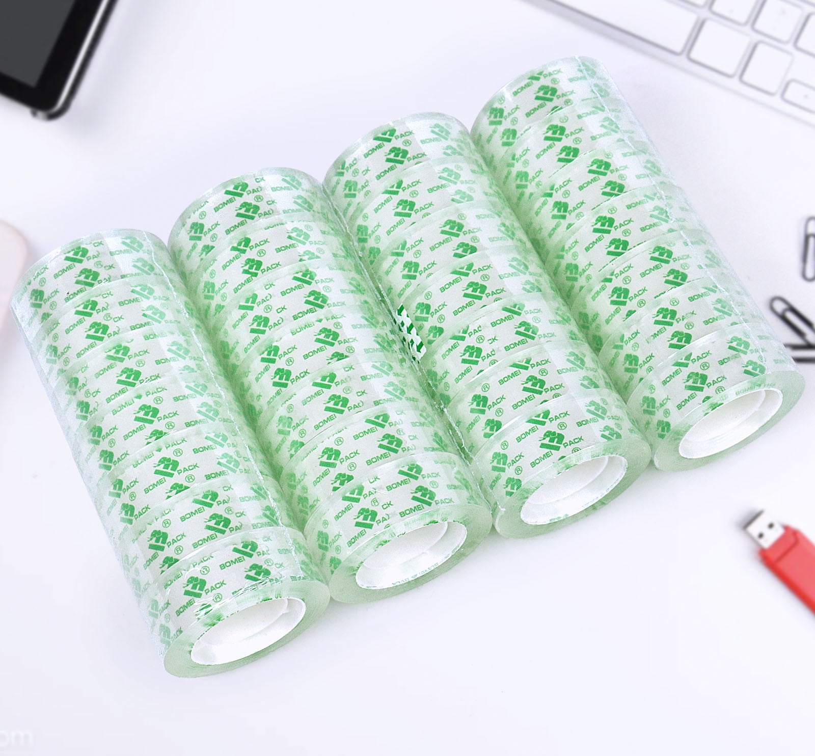 BOMEI PACK Transparent Tape Refills Pack of 28 Rolls, 0.7”x30yds Clear ...