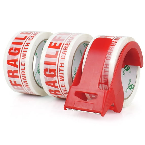 BOMEI PACK 3 Heavy Duty Fragile Reminder Packing Tape with Free ...