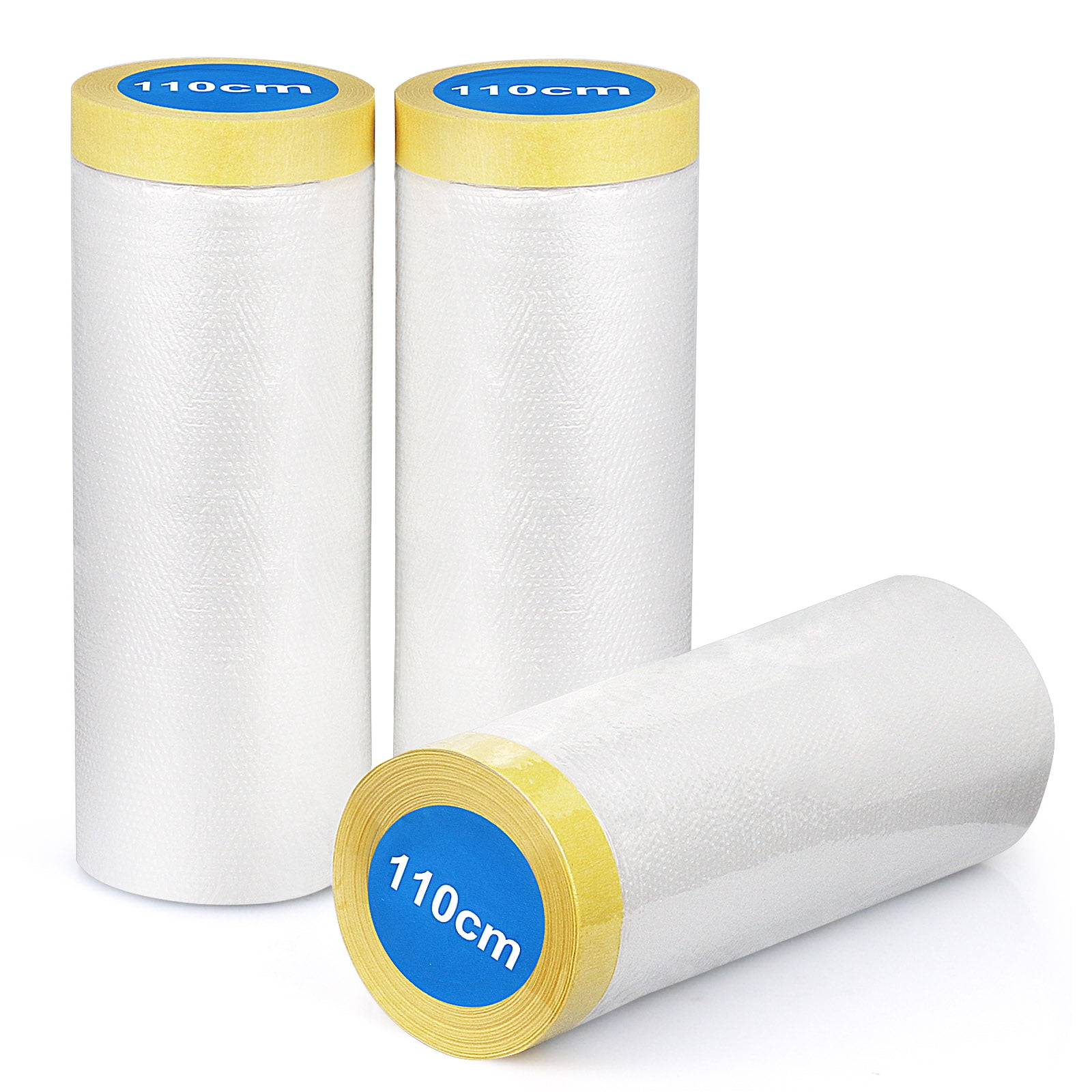 BOMEI PACK Pre-Taped Plastic Masking Film (3 Rolls), Automotive ...