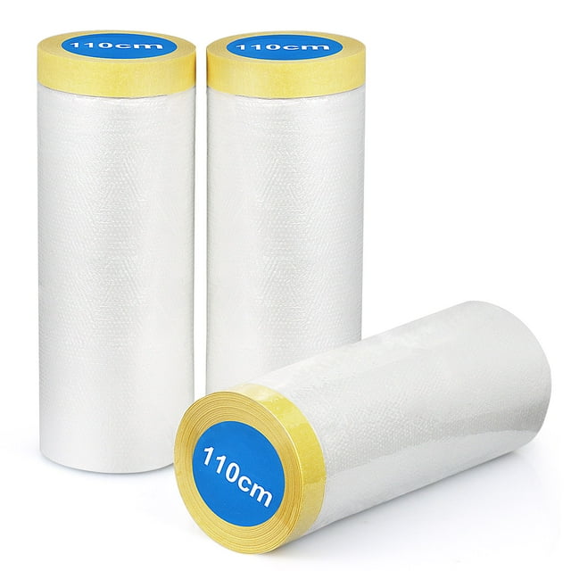 BOMEI PACK Pre-Taped Plastic Masking Film (3 Rolls), Automotive ...