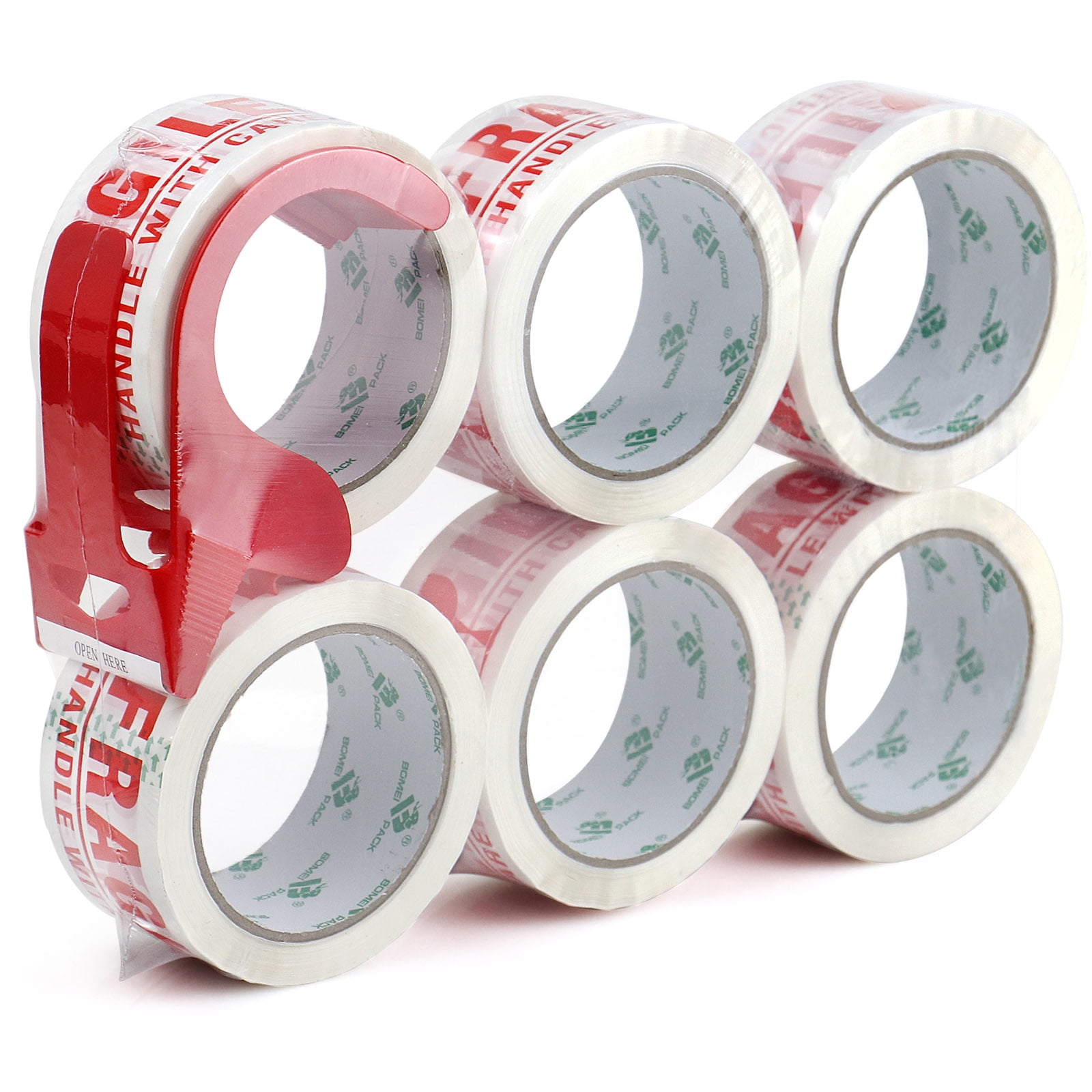BOMEI PACK Fragile Reminder Refill Tape, 6 Pack, 1.88IN x 55YD with ...
