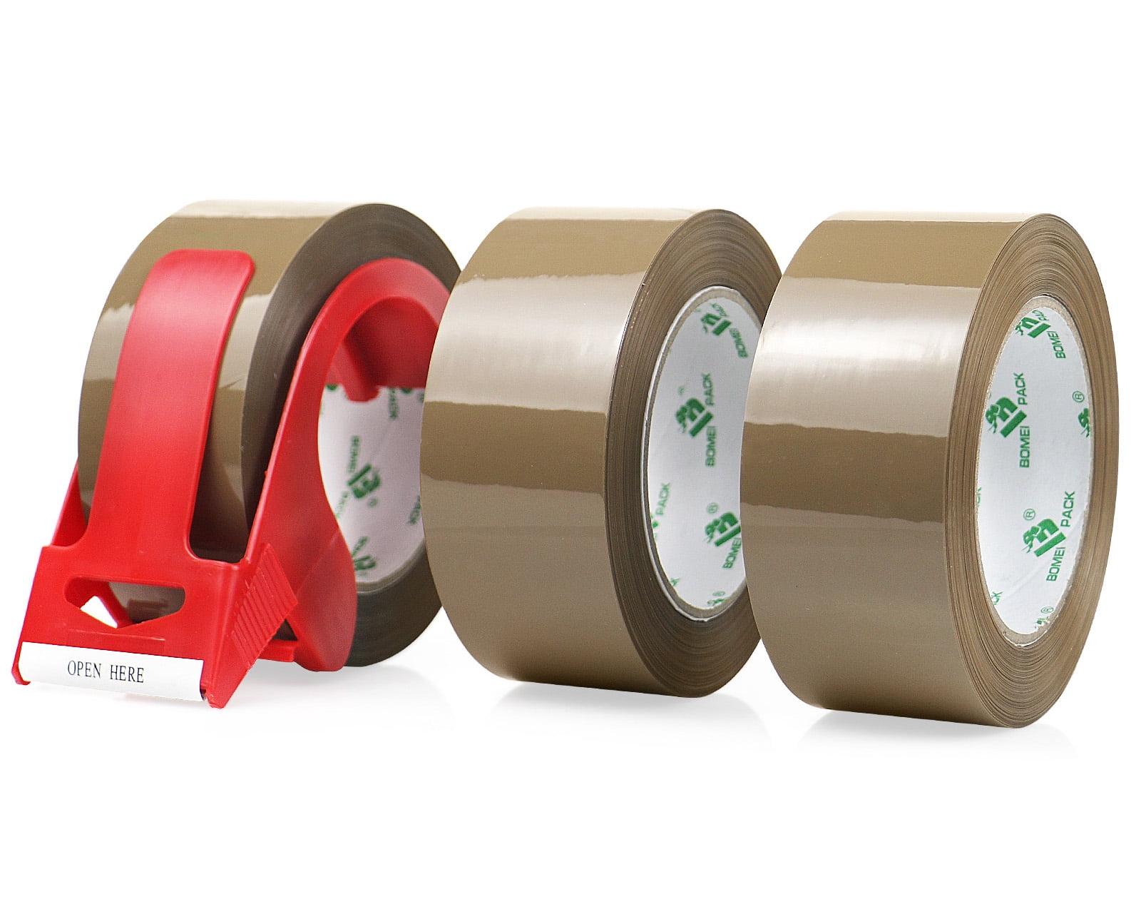 BOMEI PACK Brown Packing Tape with Dispenser, 2.4 Mil 1.88 Inch x 80 ...