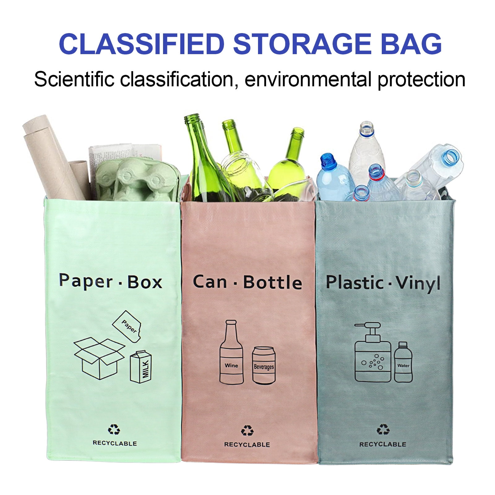 BOMEI PACK Separate Recycling Waste Bin Bags for Kitchen Home - 42 ...