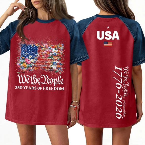 BOMYJESK 250th Anniversary Shirt for Women American Flag Tops 1776 Red ...