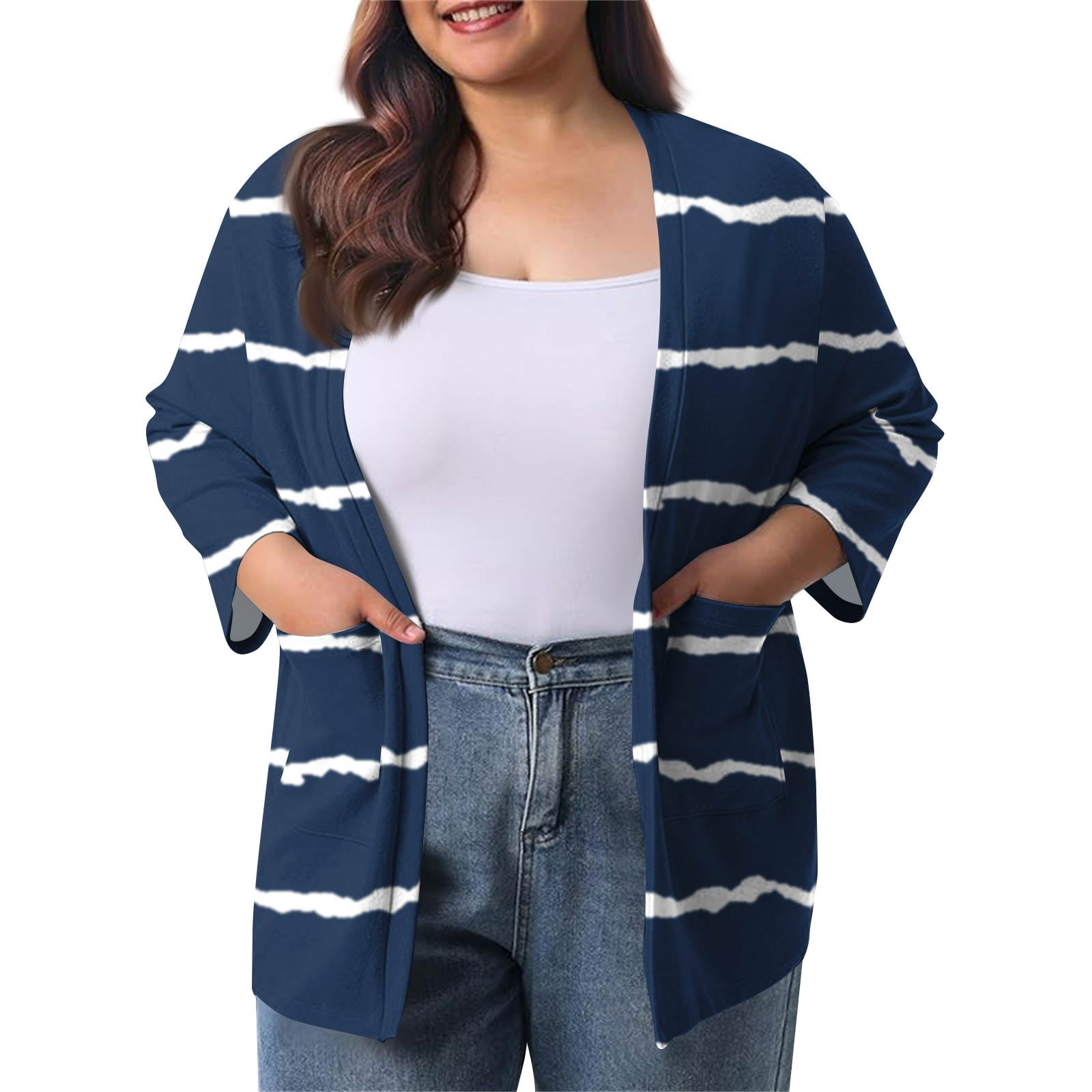 BOMYJESK Cardigan Sweaters for Women Oversized 3/4 Sleeve Open Front ...