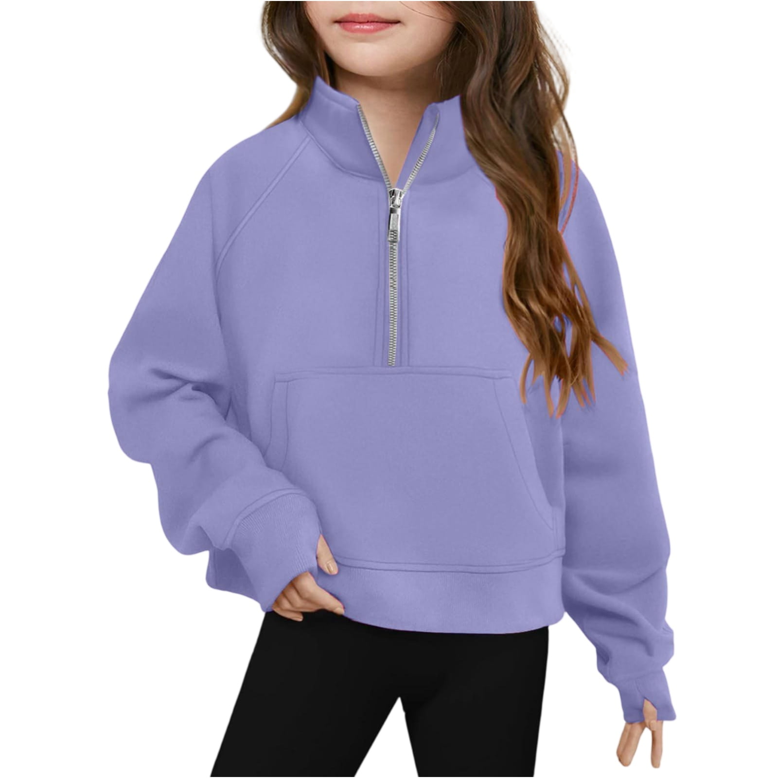 BOMYJESK Girls Mock Neck Sweatshirt Half Zip Preppy Pullover ...