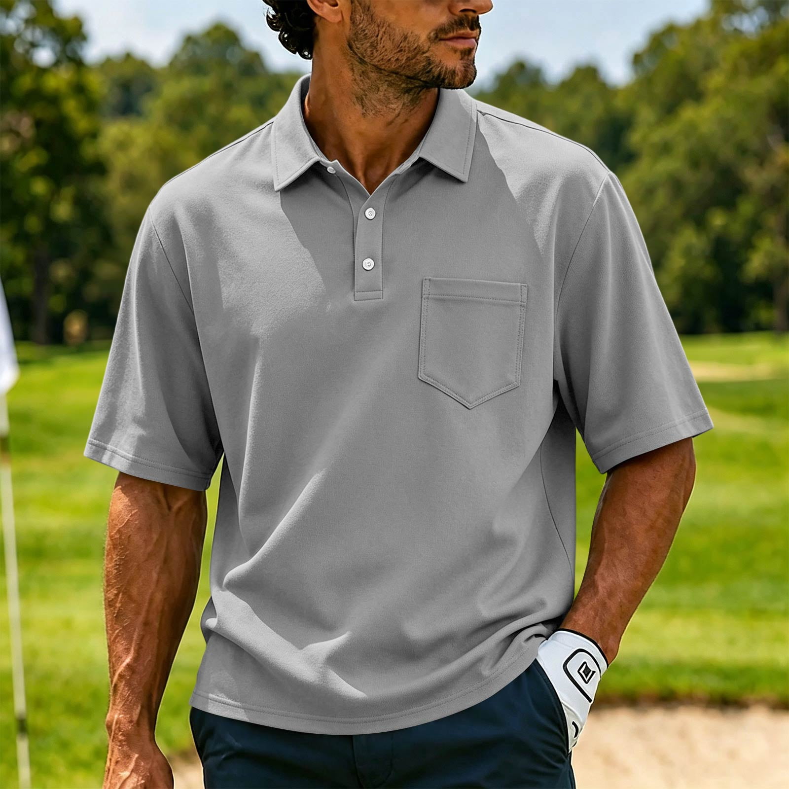 BOMYJESK Men's Polo Shirts Casual Short Sleeve Collared Golf Stylish ...