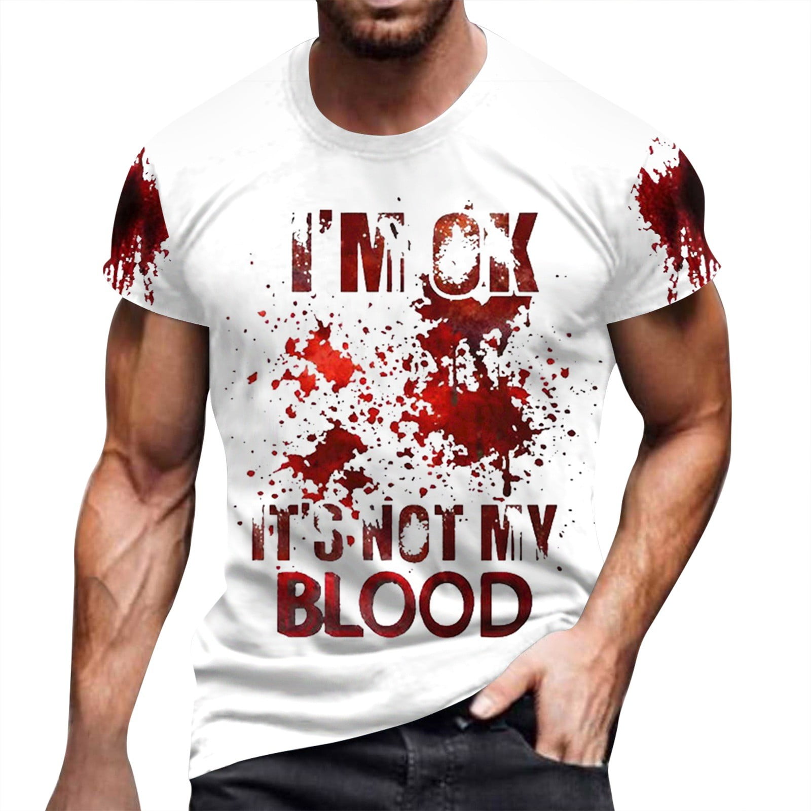 BOMYJESK Mens Halloween Problem Solved Shirt Big and Tall Bl0ody T ...