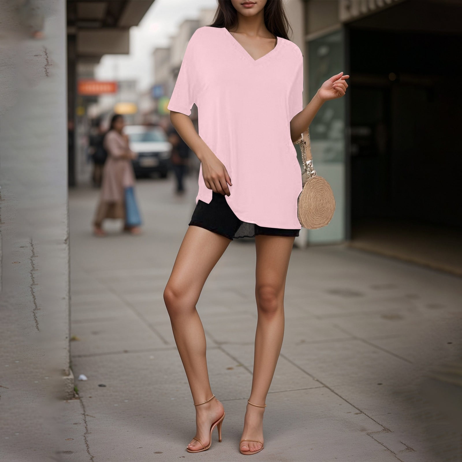 BOMYJESK Plus Size Blouses for Women Trendy Short Sleeve V Neck Basic Tees Beach Vacation Loose ...