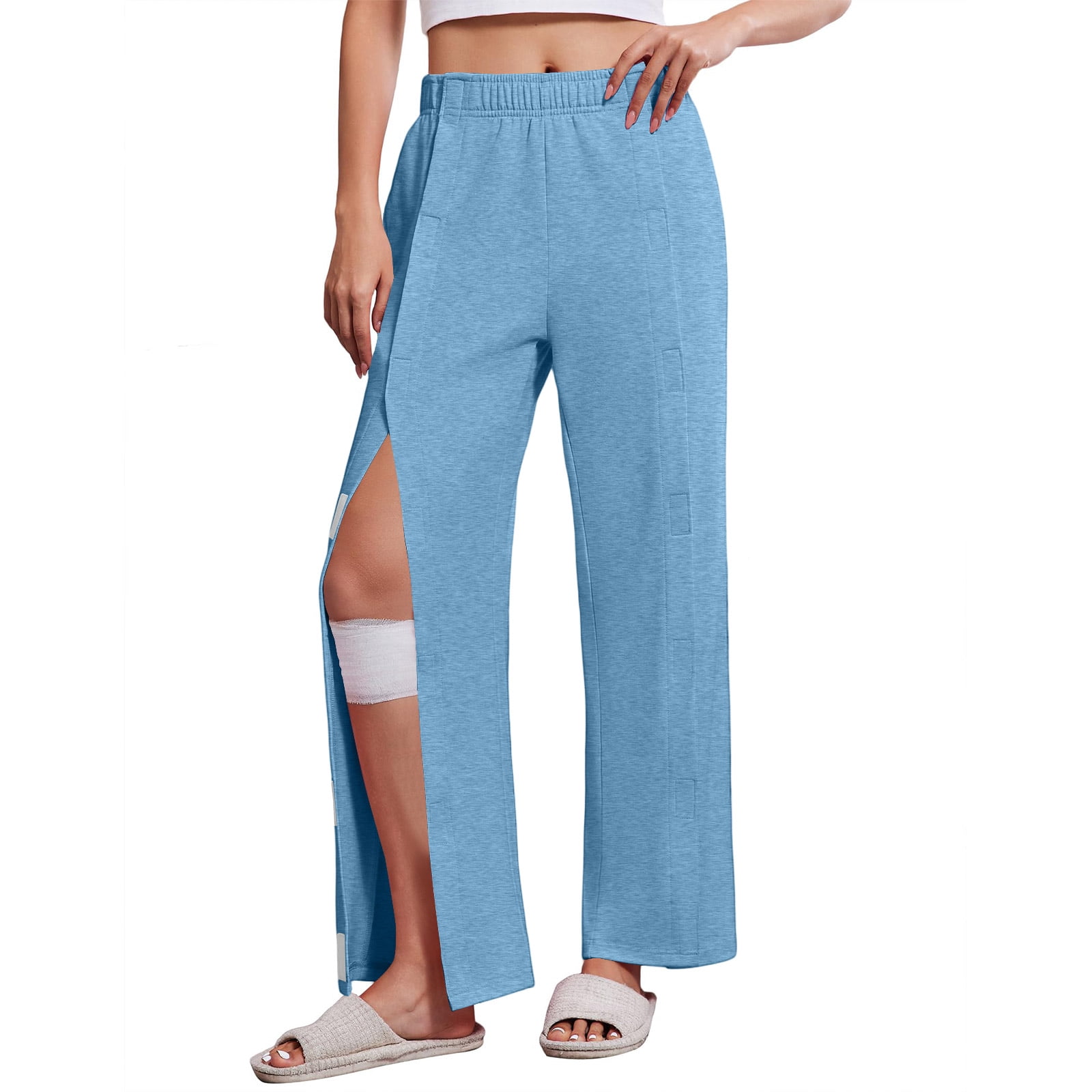 BOMYJESK Tear Away Pants for Women with Pockets Side Split Open Bottom ...