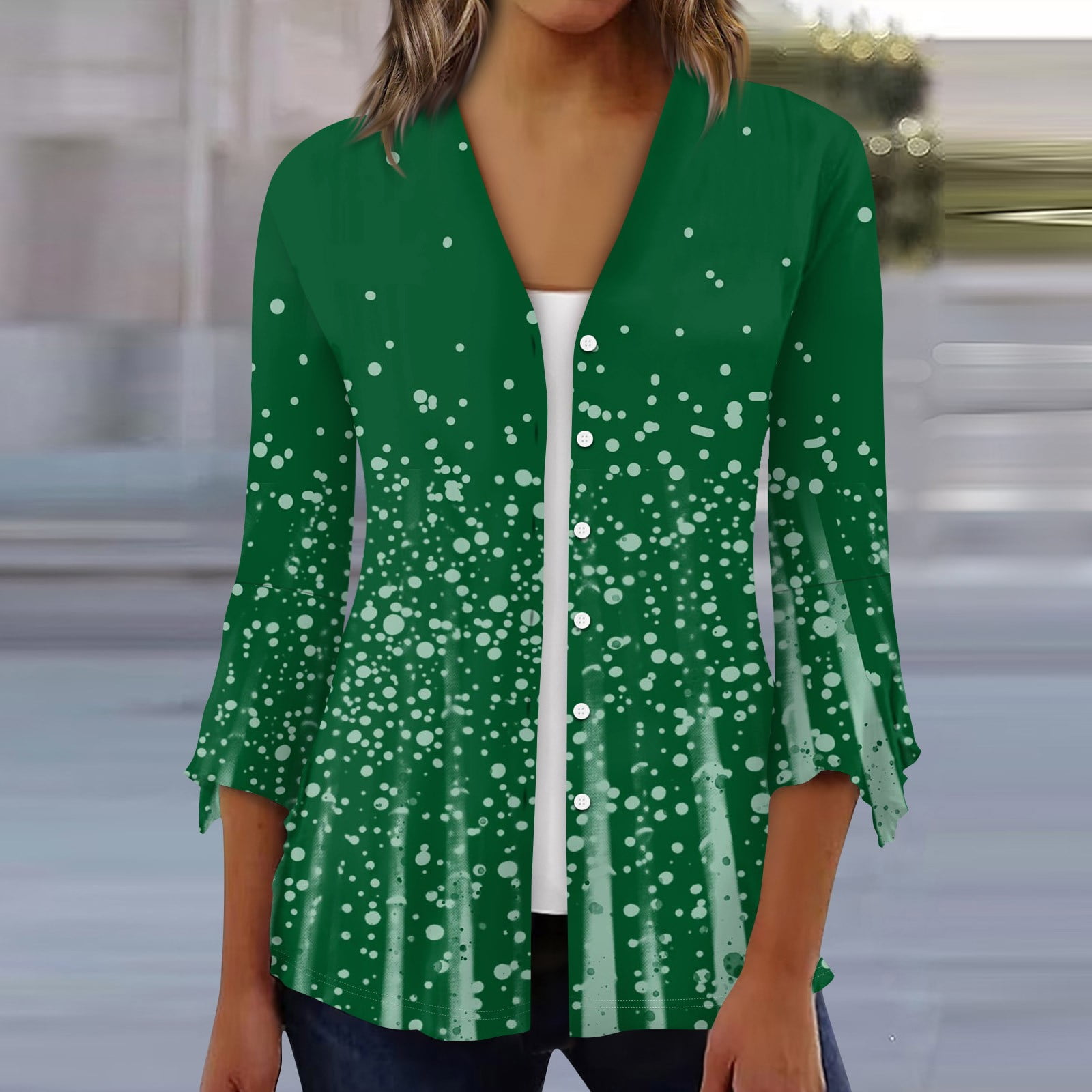 Bomyjesk Womens Kimono 34 Sleeve Cardigans For Women Lightweight Button Down Open Front Shrug