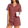 BOMYJESK Womens Pajama Sets Short Sleeve Button Down Ruffle Comfy Pjs ...