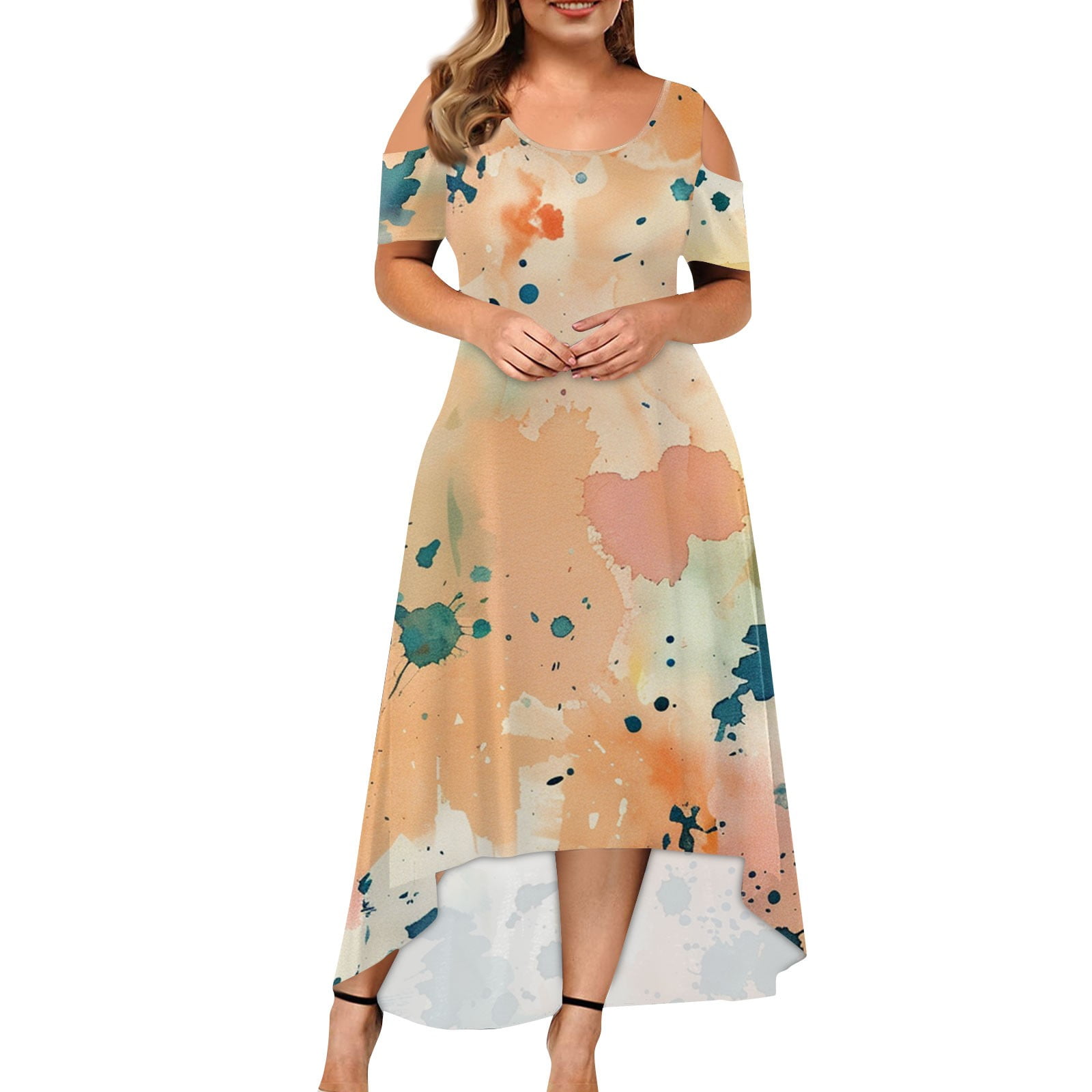 Bomyjesk Womens Plus Size Summer Sun Dresses 4x 5x Trendy Floral Boho