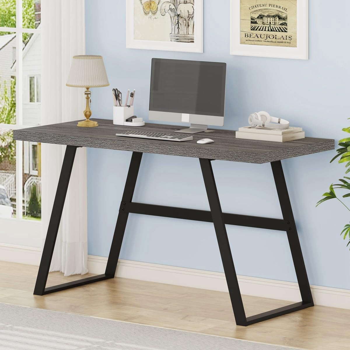 BON AUGURE 55 Inch Home Office Desks, Modern Office Desk, Wooden ...