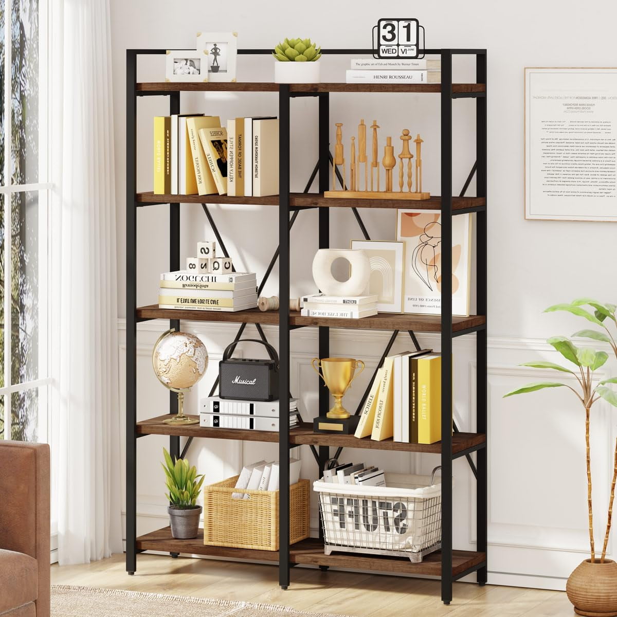 BON AUGURE Industrial Bookshelf, Bookcases and Bookshelves Etagere ...