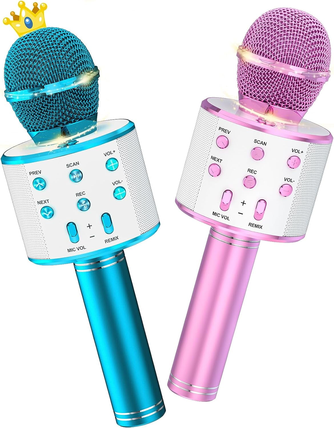 BONAOK 2 Pack Wireless Karaoke Microphones for Kids, Portable Speaker ...