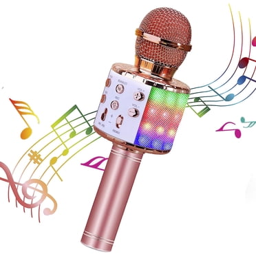 Rirool Bluetooth Karaoke Microphones for Kids, Portable with LED Lights ...