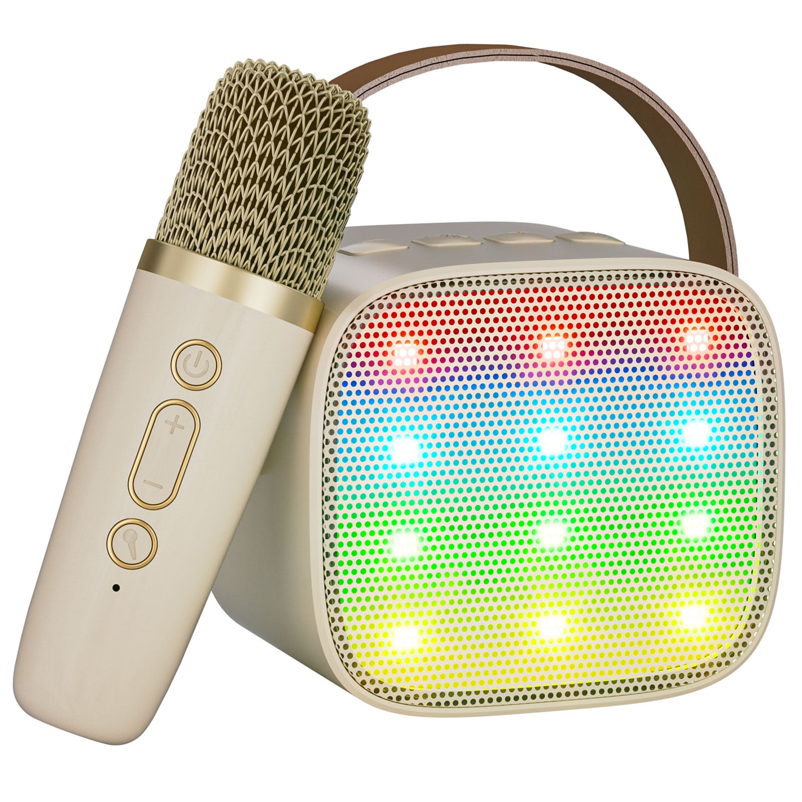 BONAOK Kids Mini Karaoke, Wireless Mic, Bluetooth, LED Lights, Portable ...