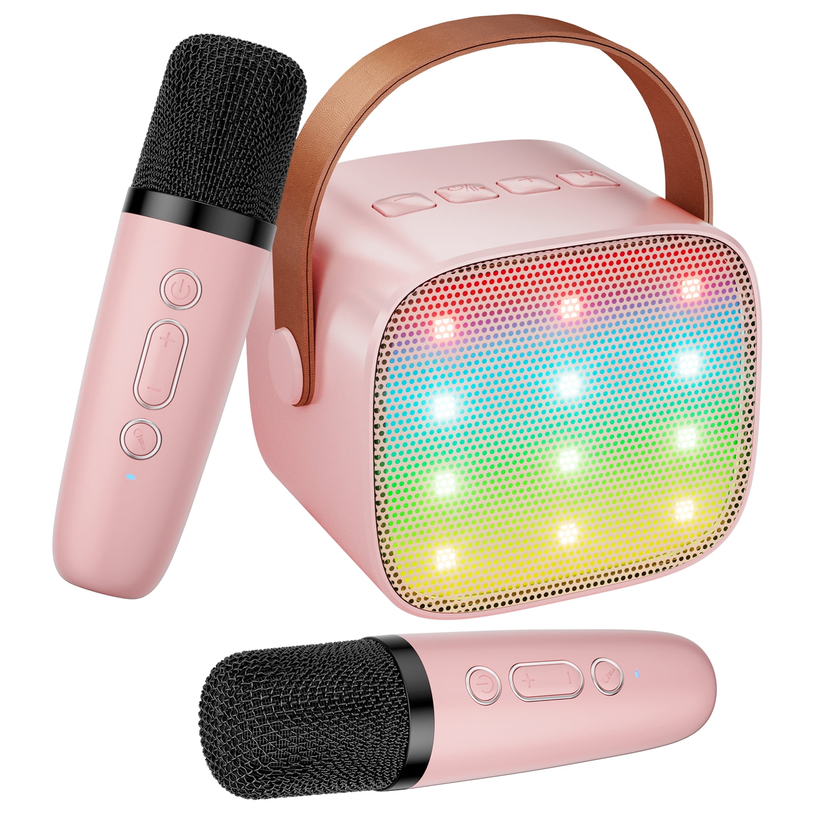 BONAOK Mini Karaoke Machine with 2 Wireless Microphones for Kids Adults ...