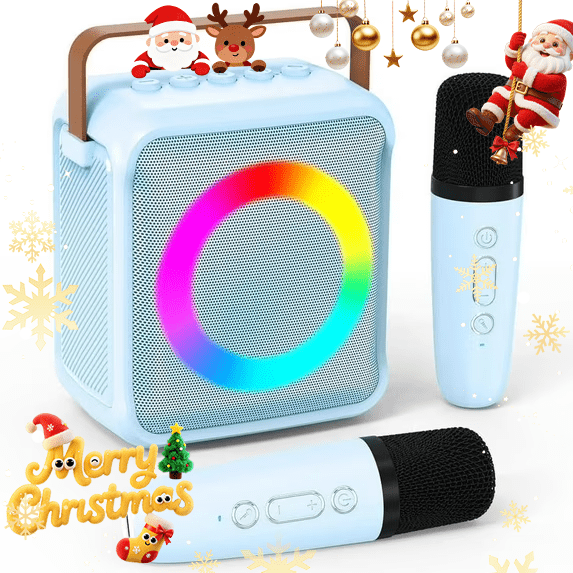 Mini Karaoke Machine for Kids Adults, Portable Bluetooth Speaker with 2 ...