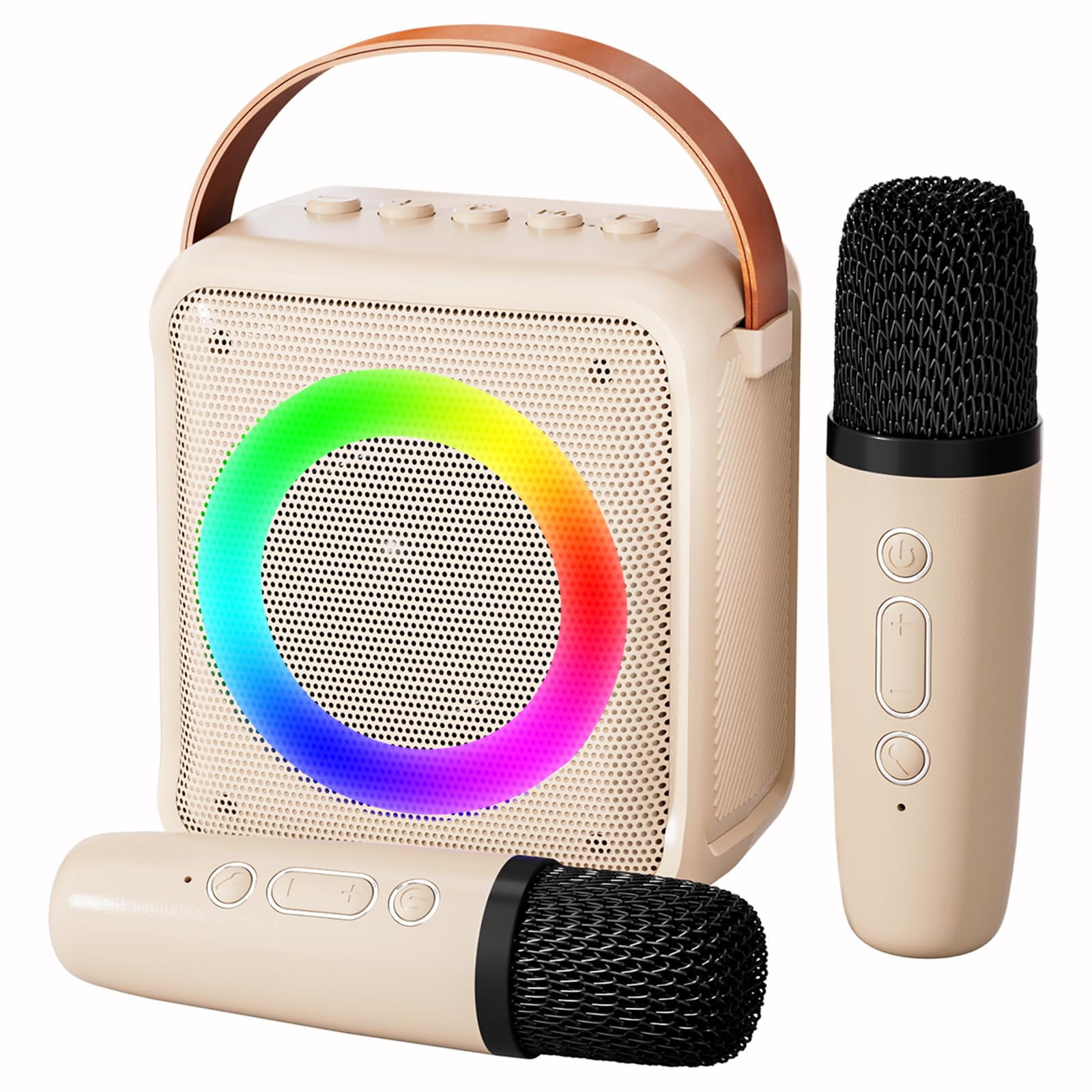 BONAOK Mini Karaoke Machine - Bluetooth Speaker with 2 Mics & LED Disco ...