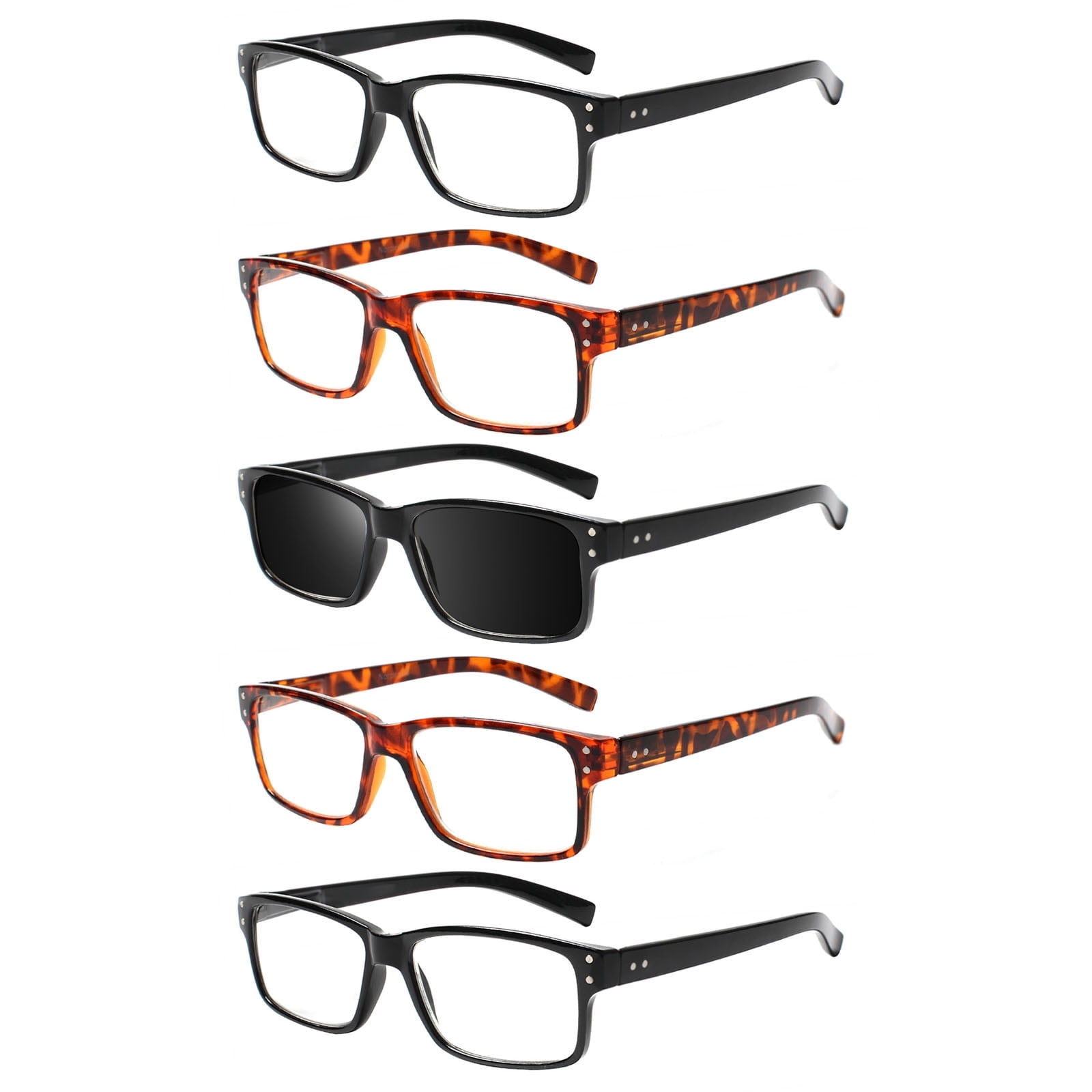 BONCAMOR 5 Pack Reading Glasses for Men and Women Spring Hinges Classic ...