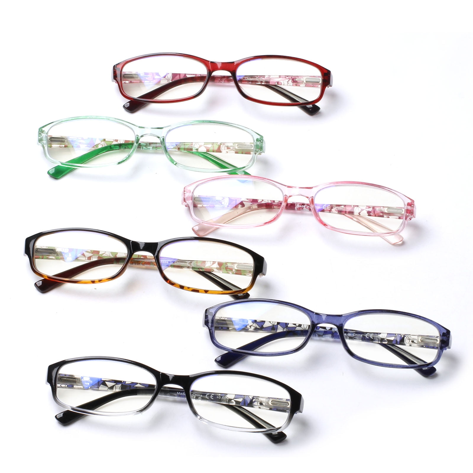 BONCAMOR 6 Pack Fashion Printed Women's Reading Glasses with Blue Light ...