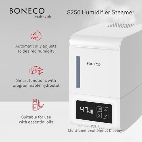 BONECO S250 Large Room Steam Humidifier with Hand Warm Mist and Digital ...