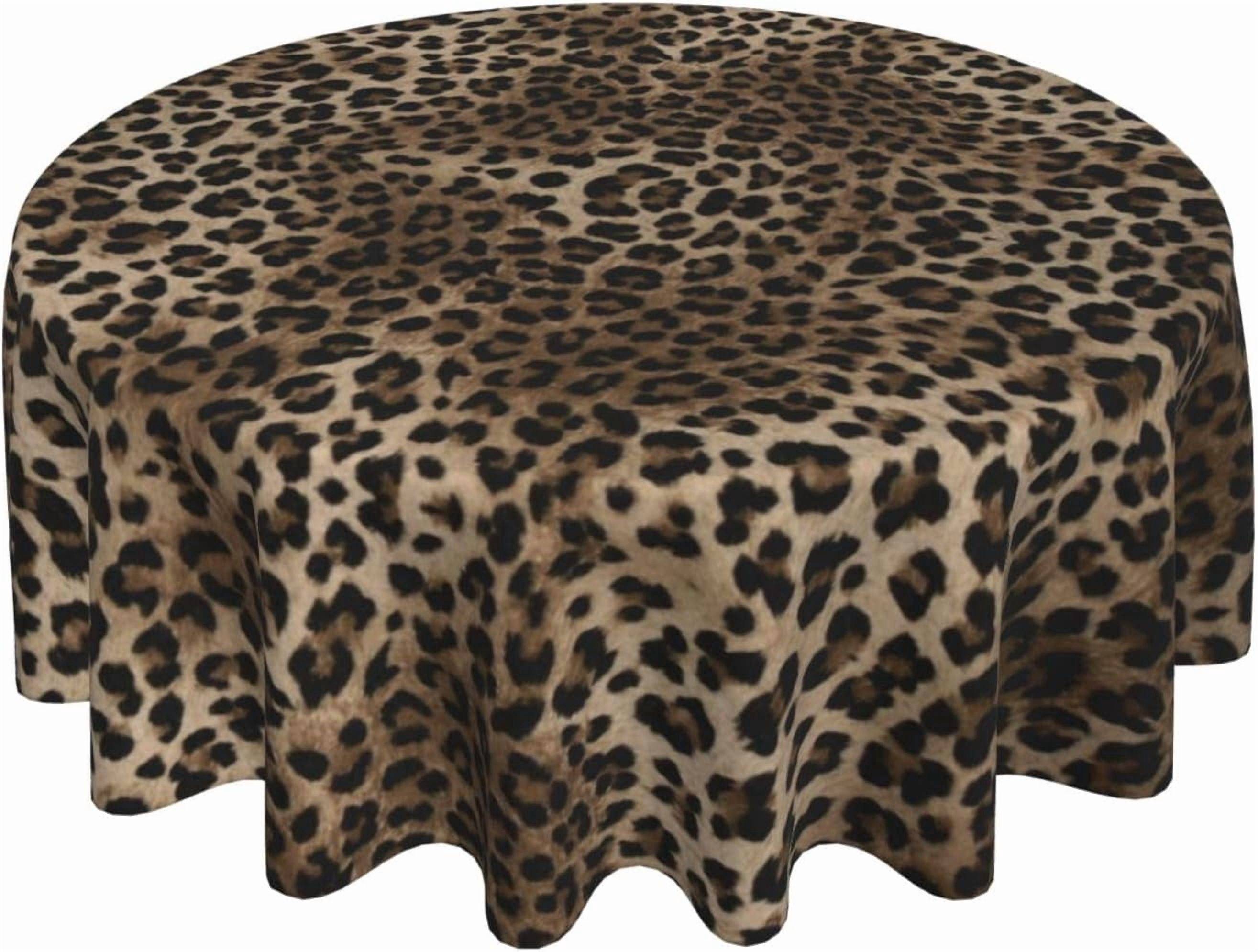 BONEESS Brown Leopard Print Tablecloth 60 Inch Round Cheetah Table ...